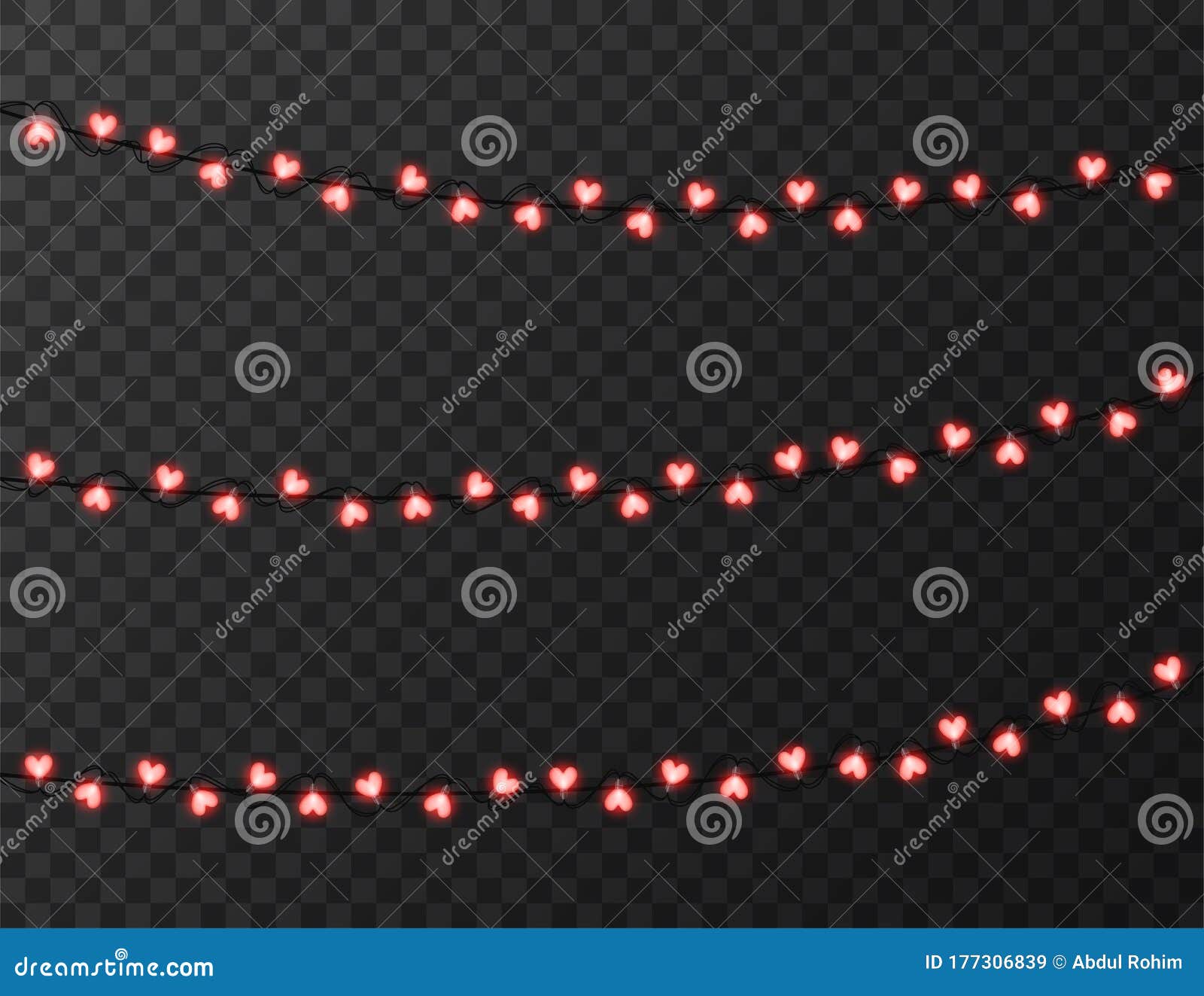 Heart Shaped Lights Isolated on Transparent Background, Design Vector ...