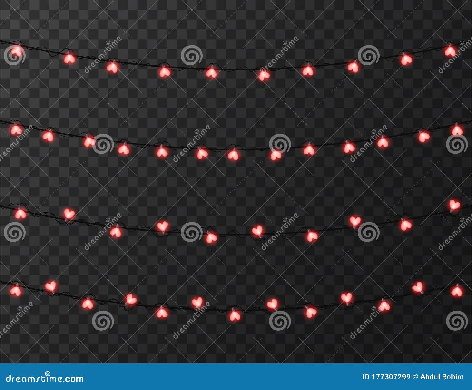 Heart Shaped Lights Isolated on Transparent Background, Design Vector ...