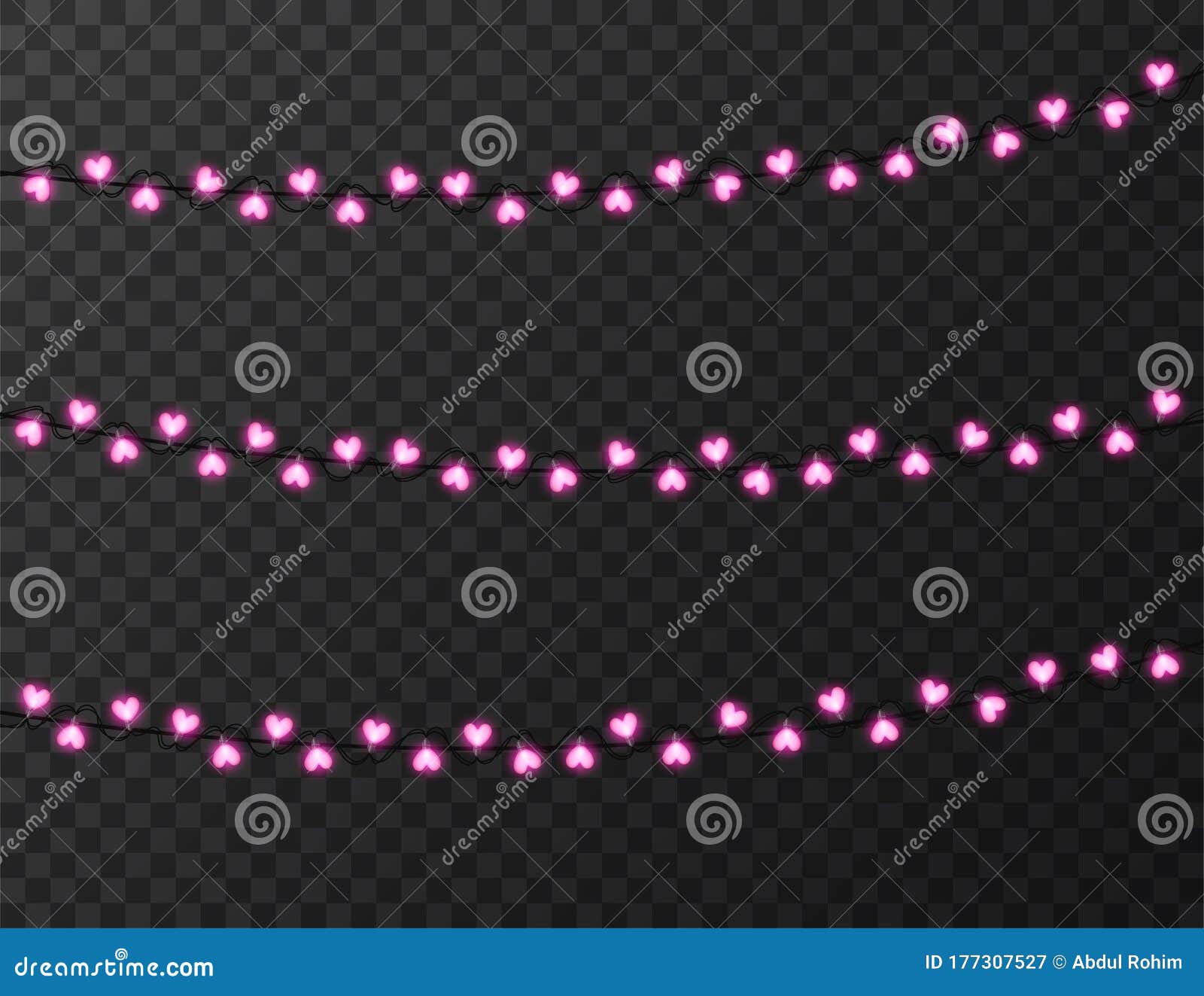 Heart Shaped Lights Isolated on Transparent Background, Design Vector ...