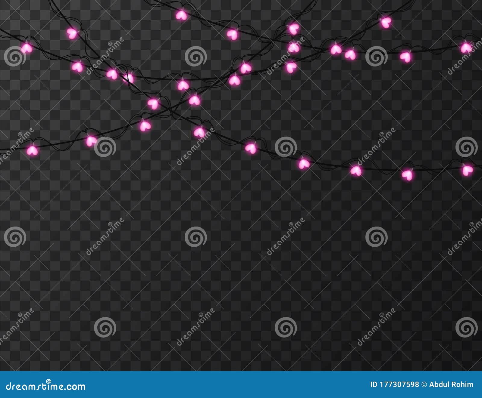 Heart Shaped Lights Isolated on Transparent Background, Design Vector ...