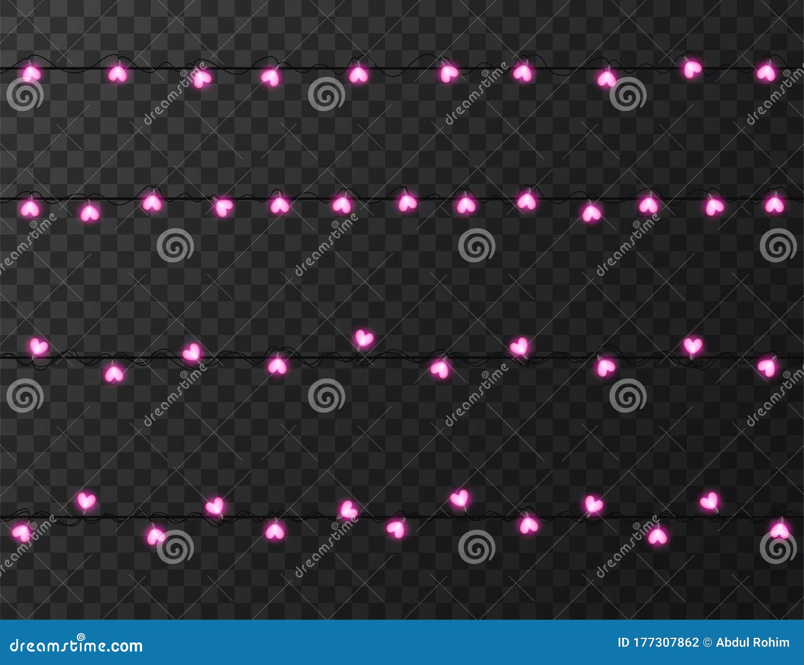 Heart Shaped Lights Isolated on Transparent Background, Design Vector ...