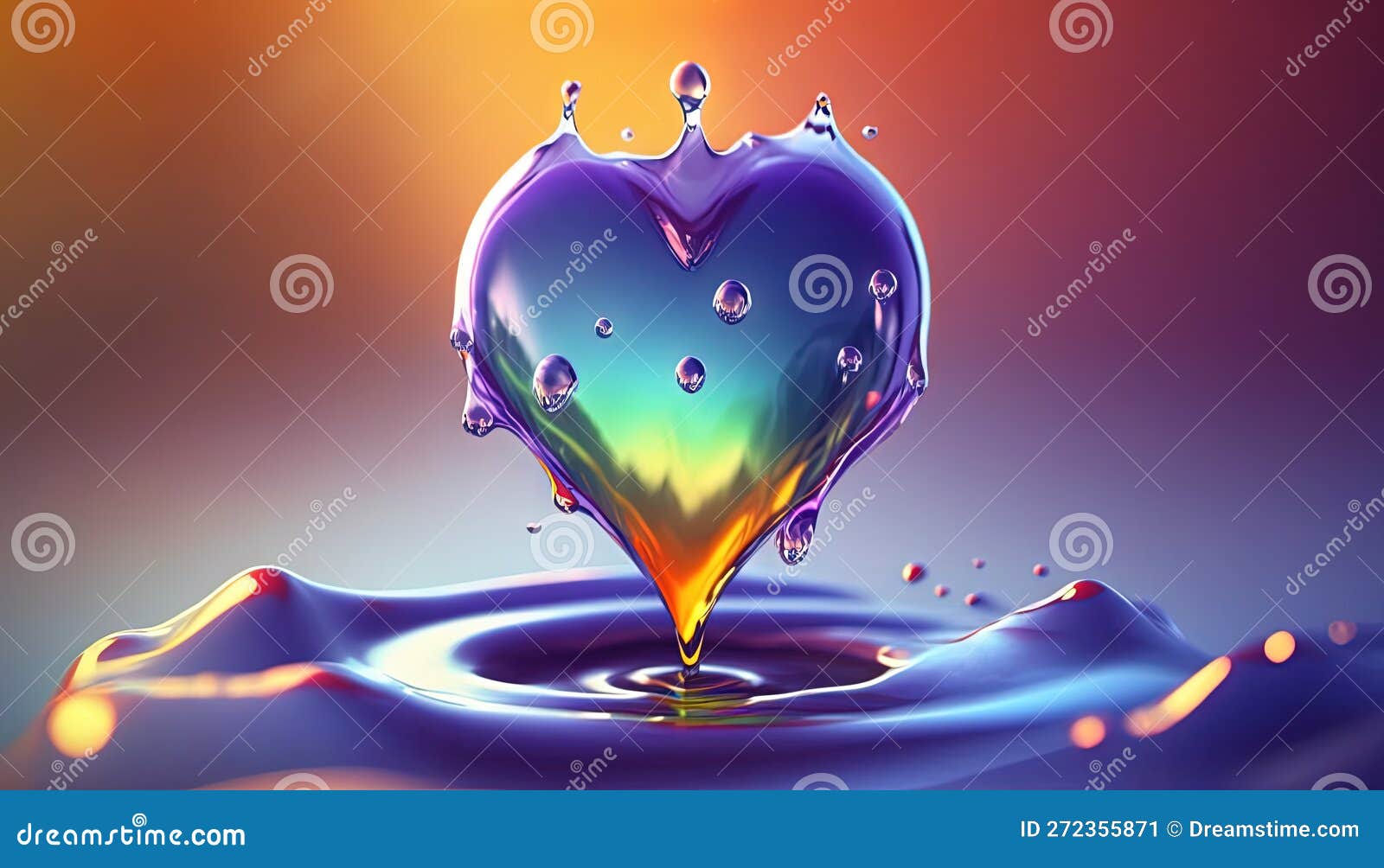 A Heart Shaped Liquid Splashing into a Puddle of Water Stock ...