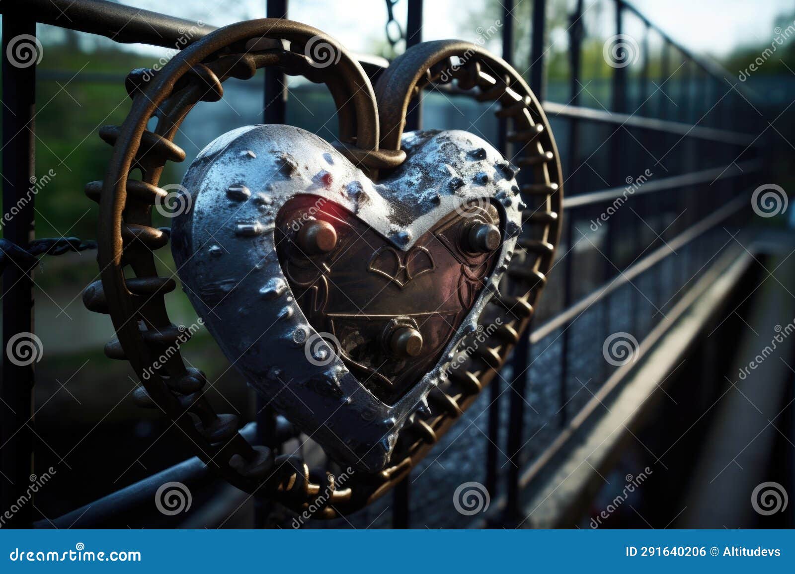 A Heart-shaped Lock Attached To a Metal Bridge Stock Photo - Image of ...