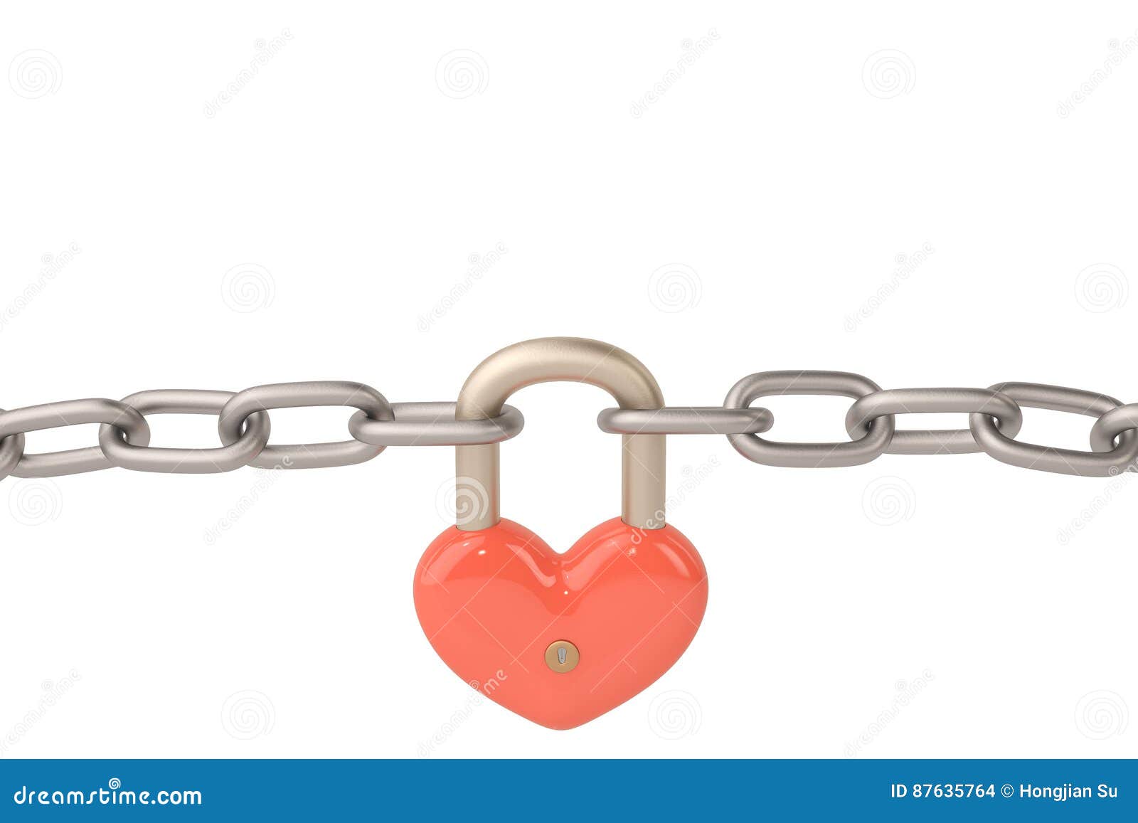 Heart-shaped Lock Hanging on Chains,3D Illustration. Stock Illustration ...
