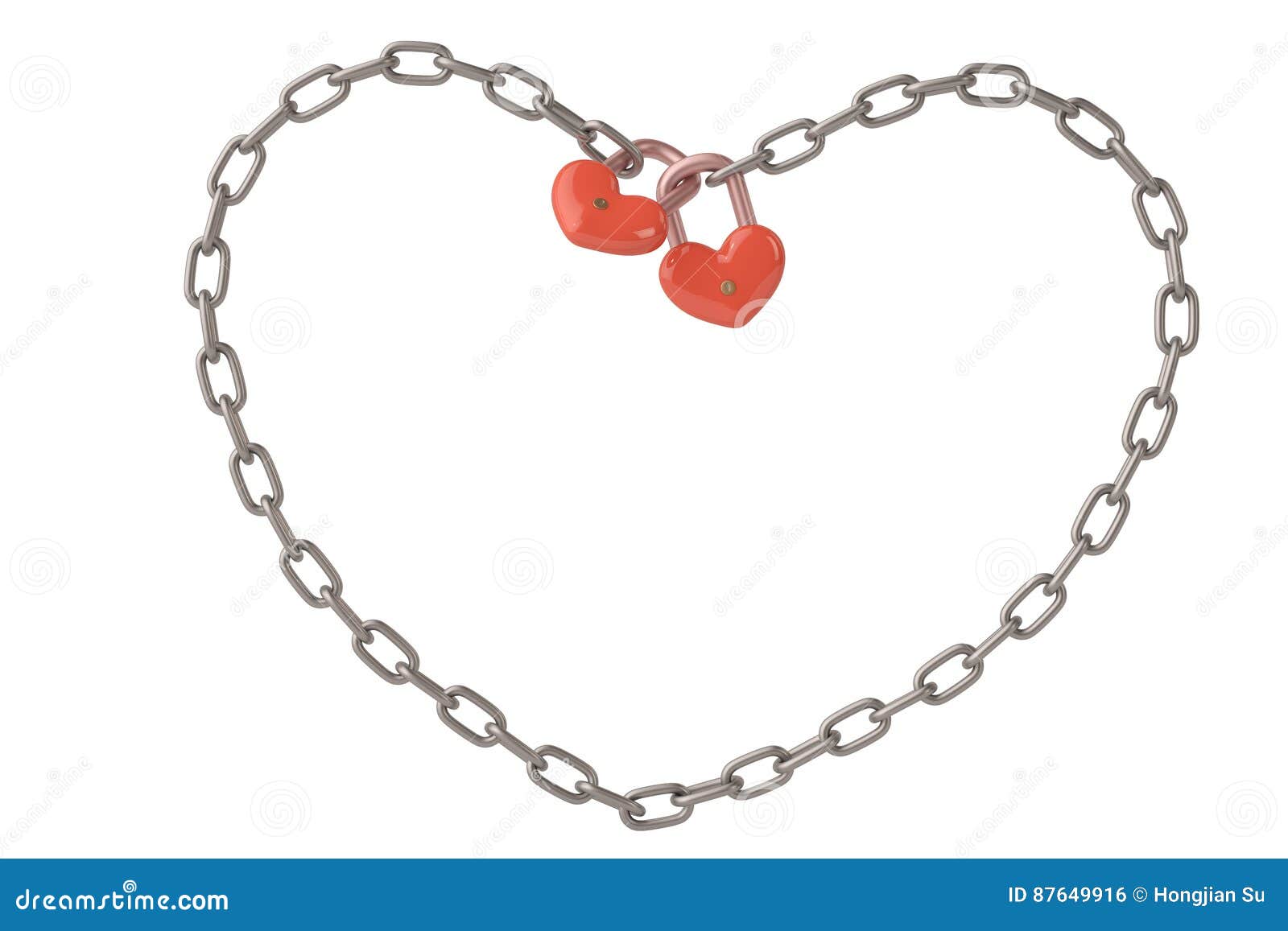 Heart-shaped Lock Hanging on Chains,3D Illustration. Stock Illustration ...