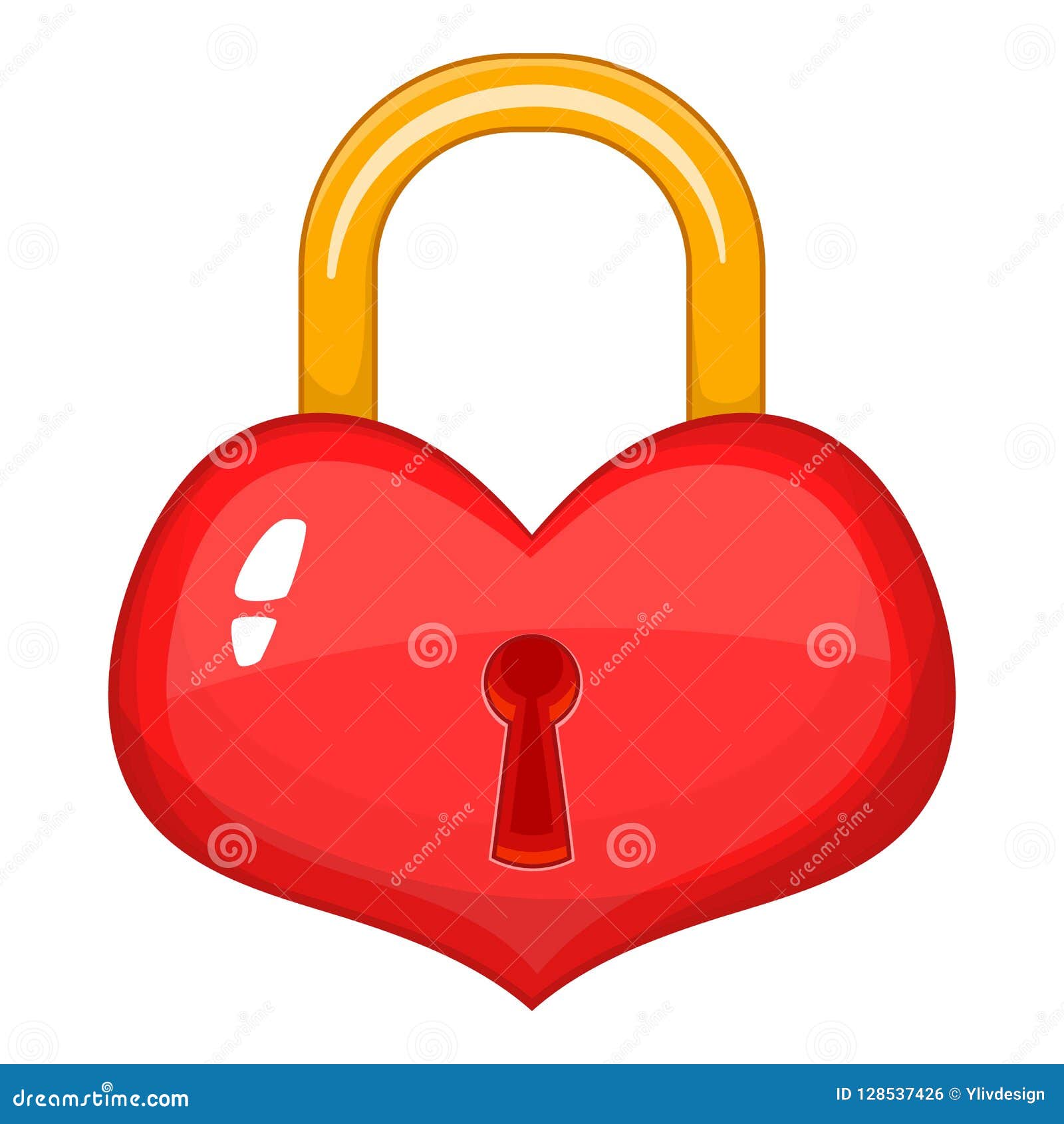 Heart-shaped Lock Icon, Cartoon Style Stock Illustration - Illustration ...