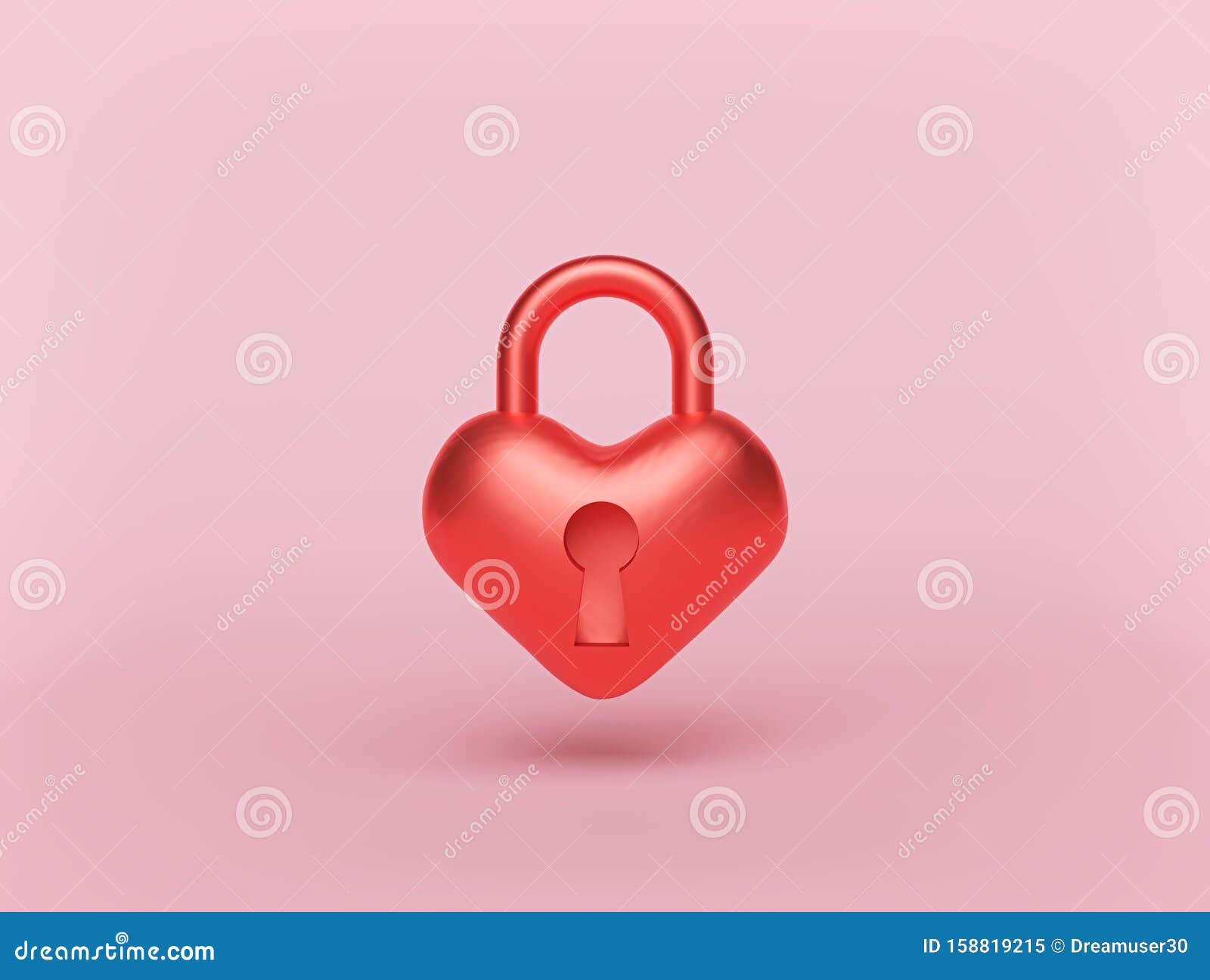 Heart Shaped Lock on Pastel Background. Minimal Style. 3d Rendering ...