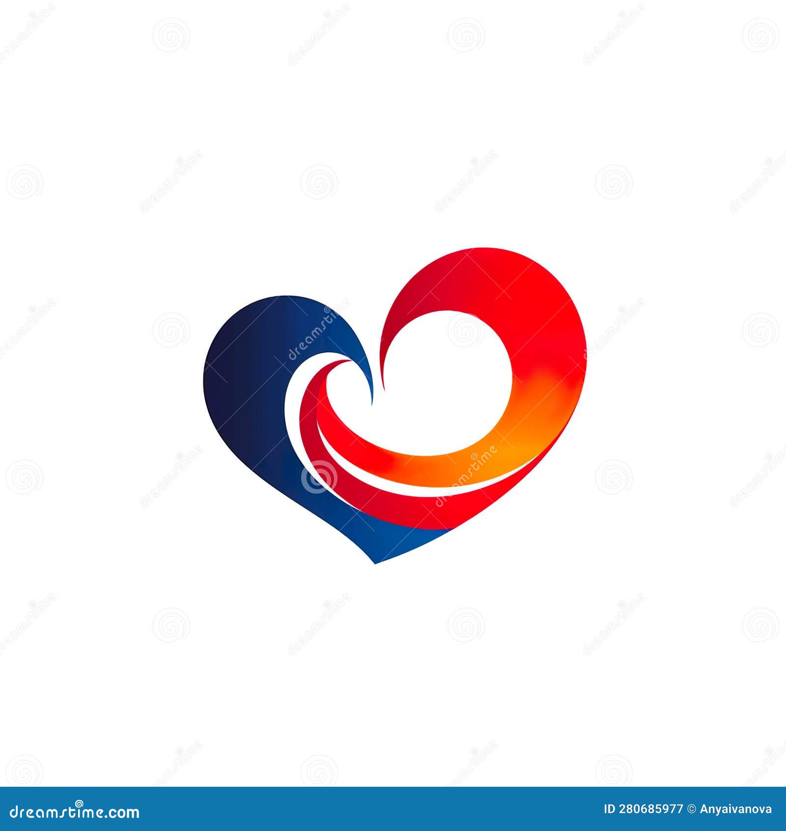 A Heart Shaped Logo with a Red and Blue Swirl. Generative AI Image ...