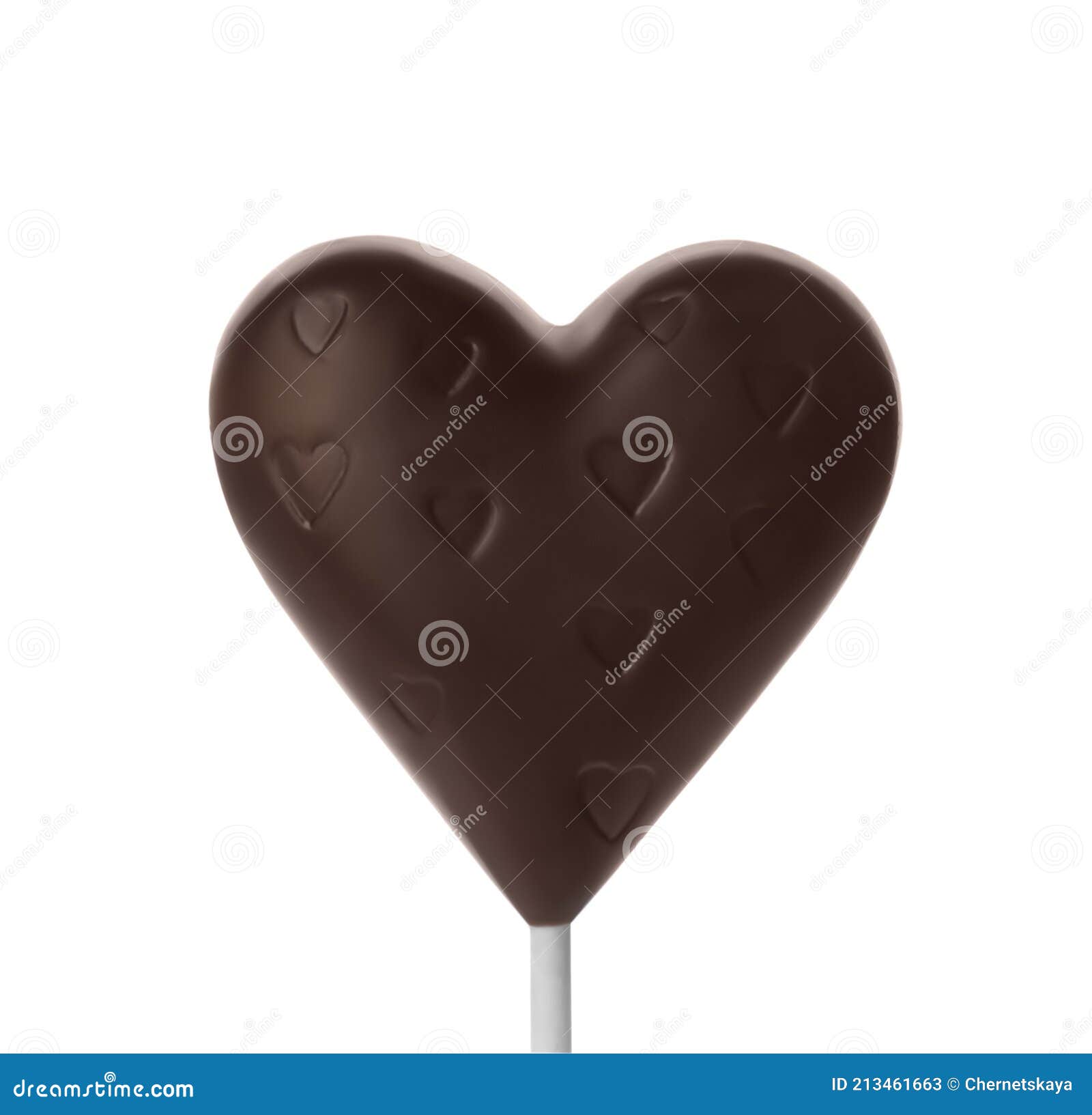 Heart Shaped Lollipop Made of Chocolate Isolated on White Stock Image ...