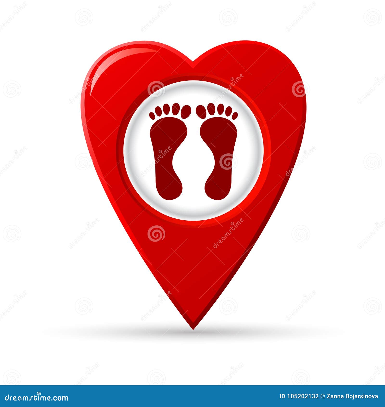 Heart Shaped Map Pointer of Foot Massage Icon. Stock Vector ...