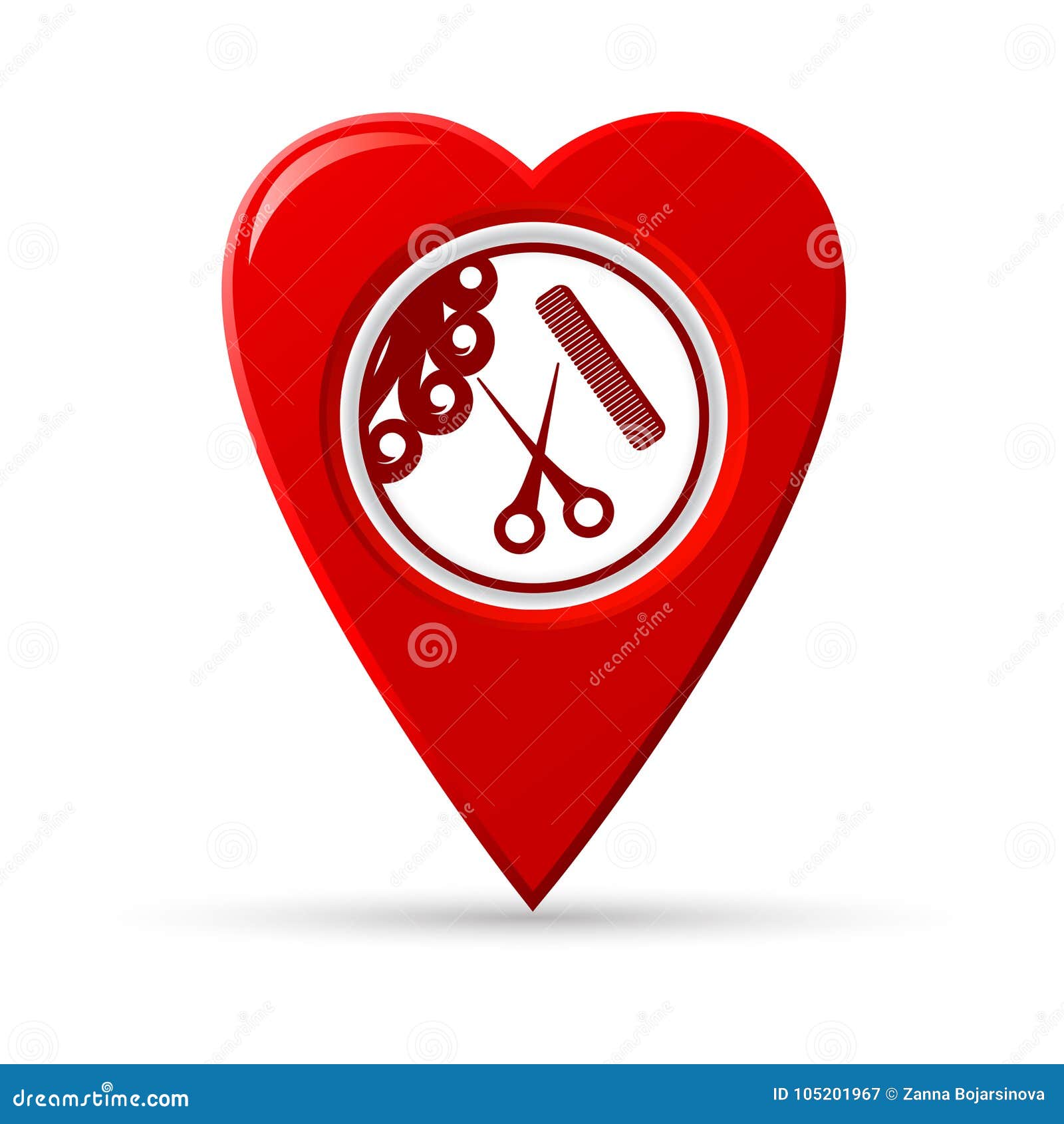 Heart Shaped Map Pointer of Hairdressing Salon. Stock Vector ...
