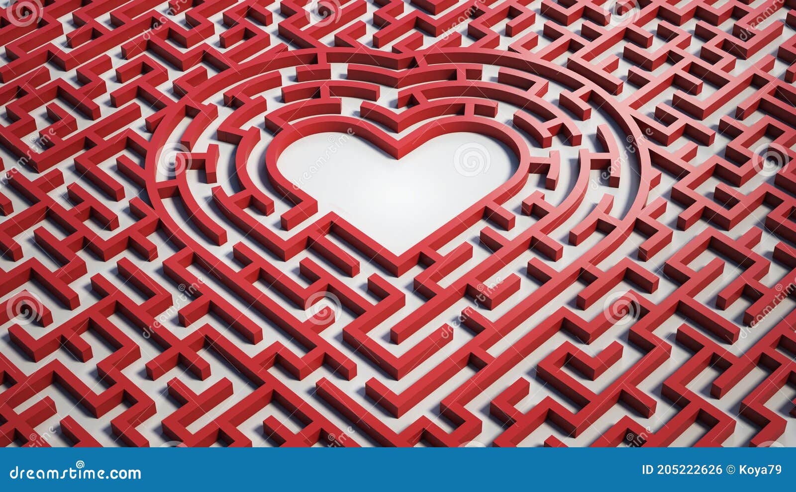 Heart Shaped Maze Labyrinth of Love 3d Rendering Stock Illustration ...