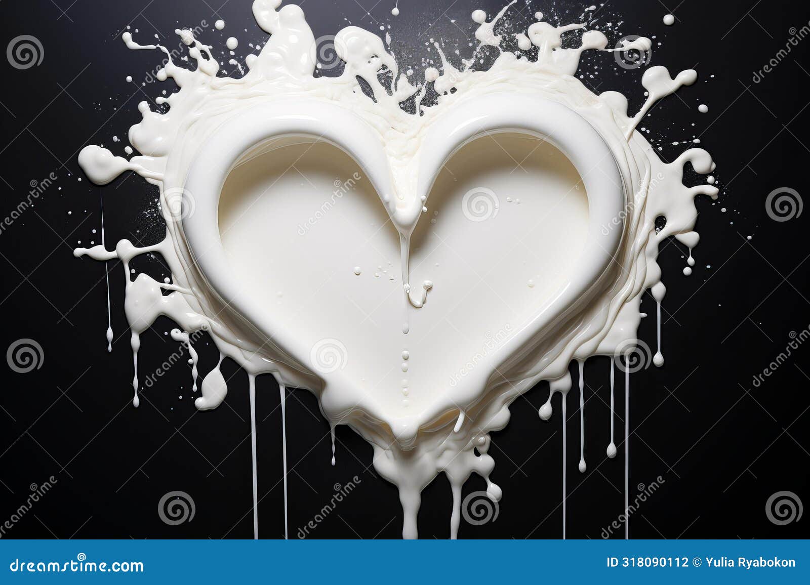 Heart-shaped Milk Splash on Black Background Stock Photo - Image of ...