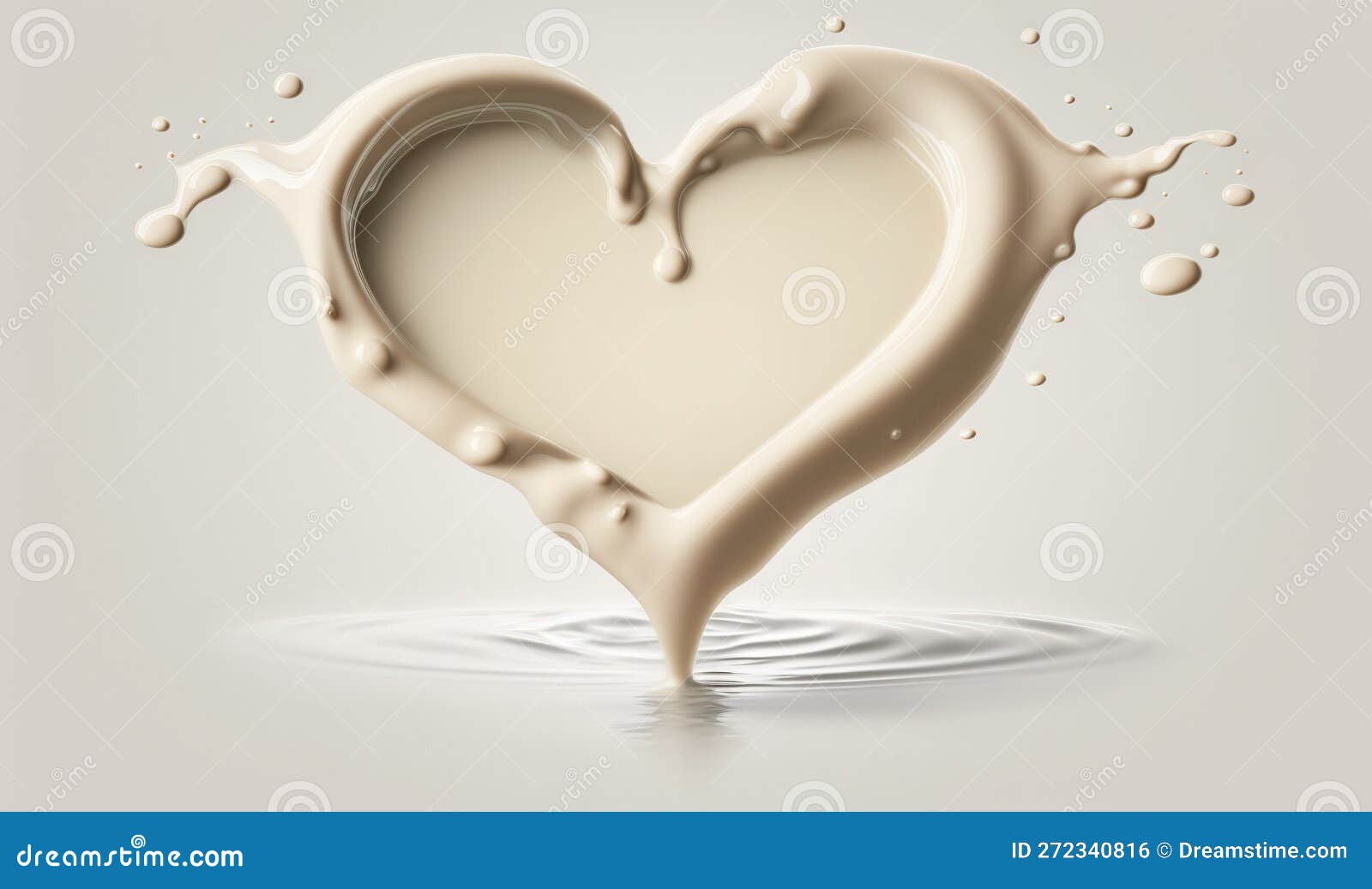 A Heart Shaped Milk Splashing Out of a Puddle of Milk Stock ...