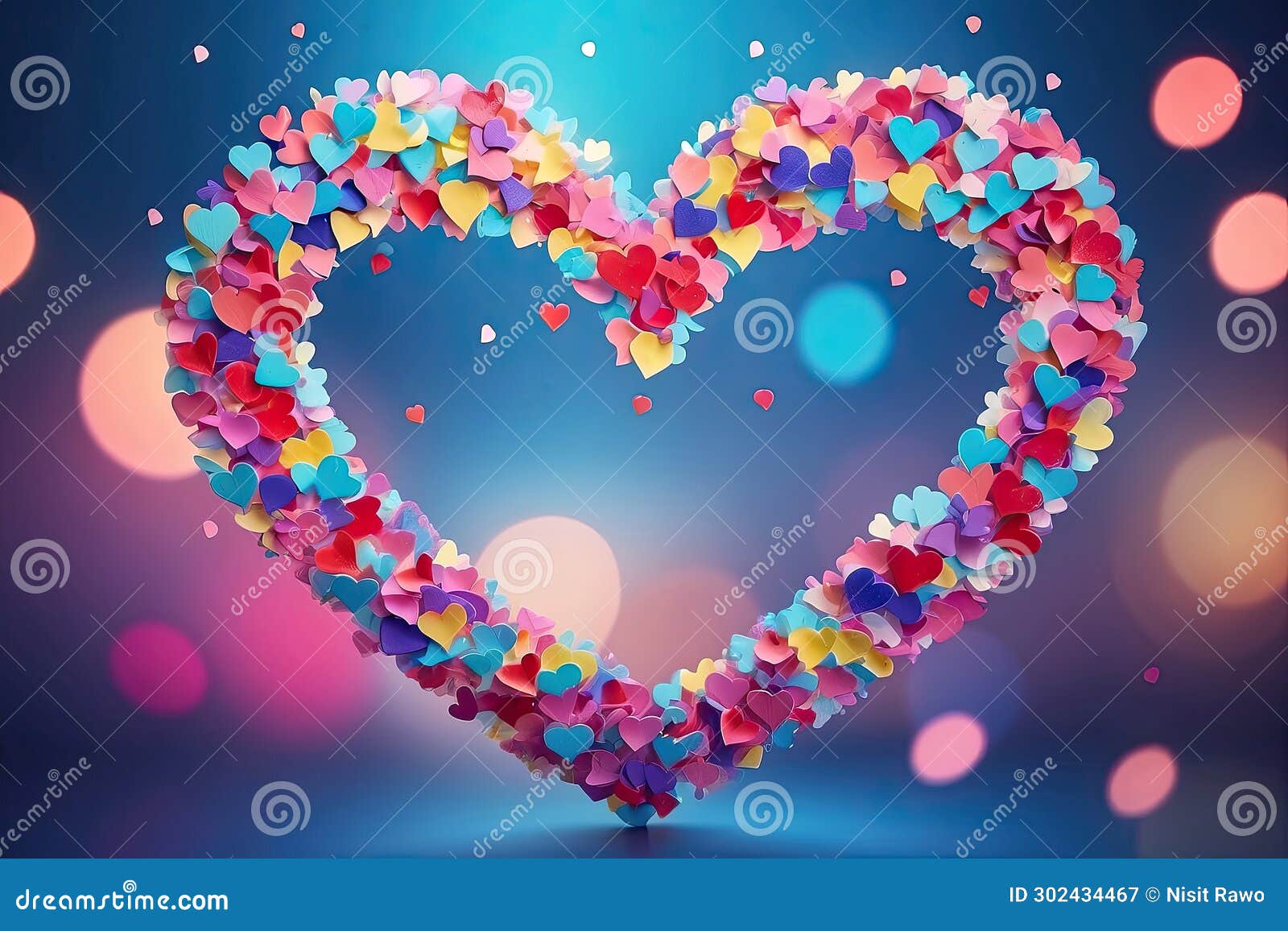 ?heart Shaped Multi Colored Blue Blurred Background Stock Image - Image ...