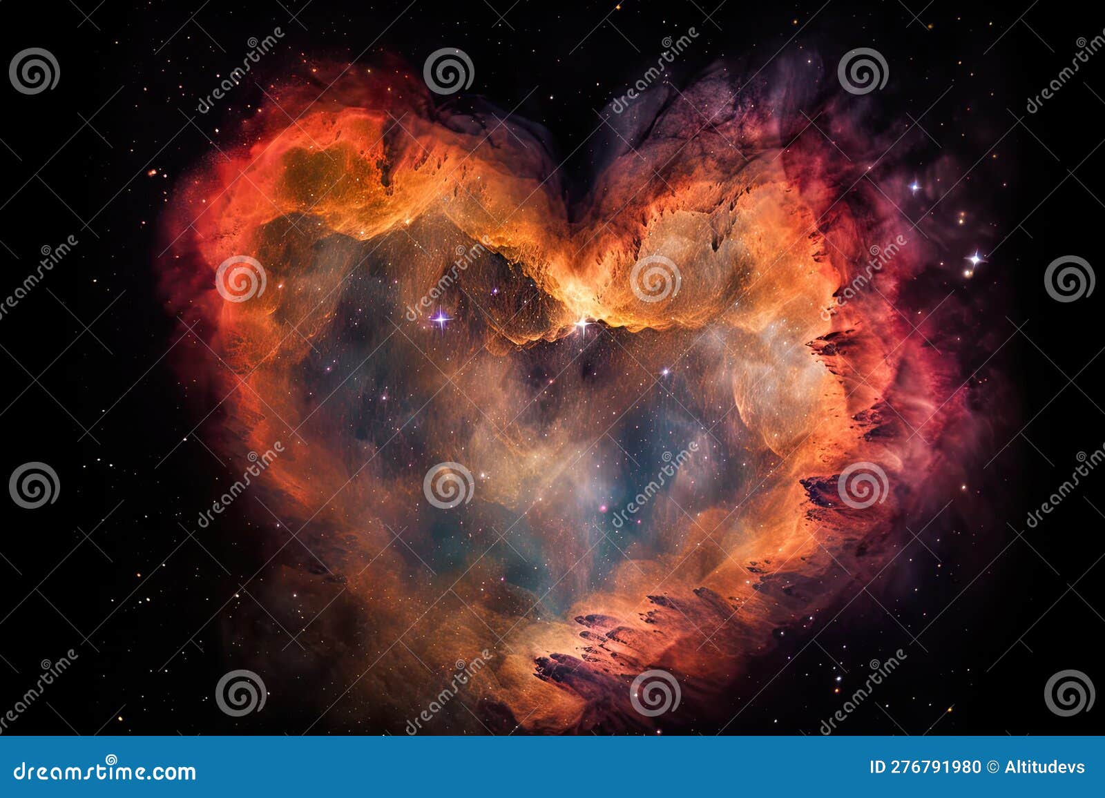 Heart-shaped Nebula Bursting with Color and Life Stock Illustration ...