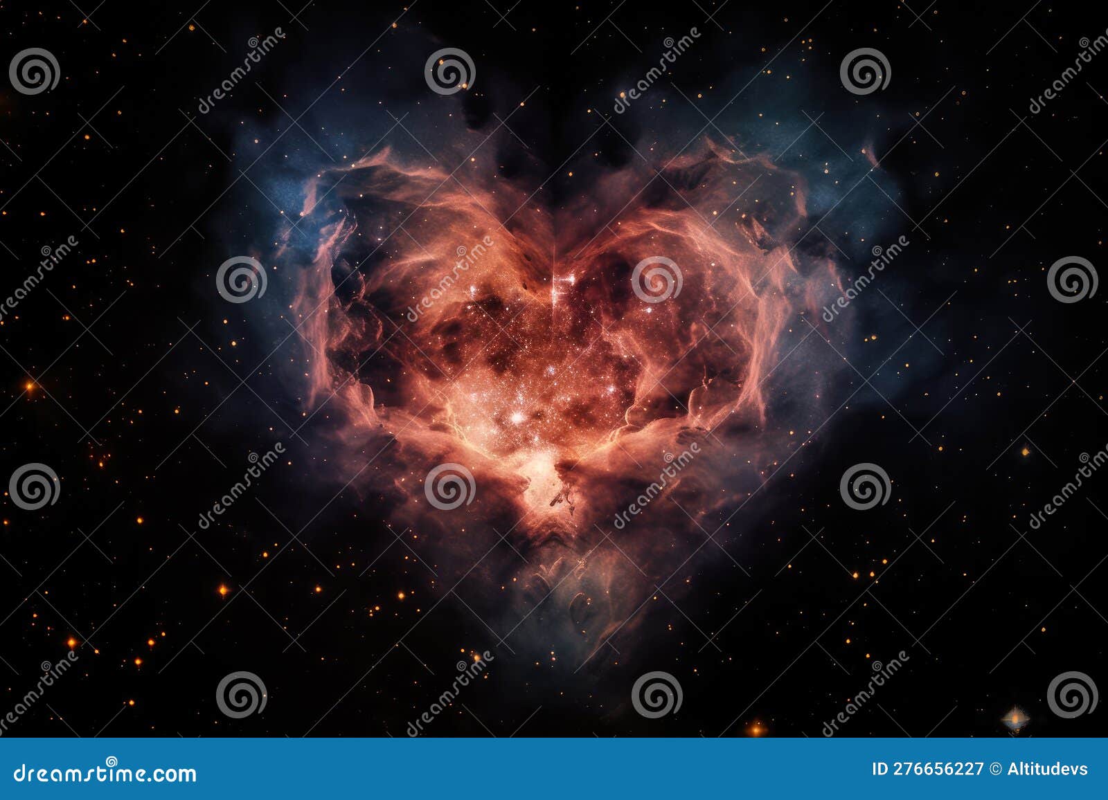 Heart-shaped Nebula with Star Cluster in the Background Stock Image ...