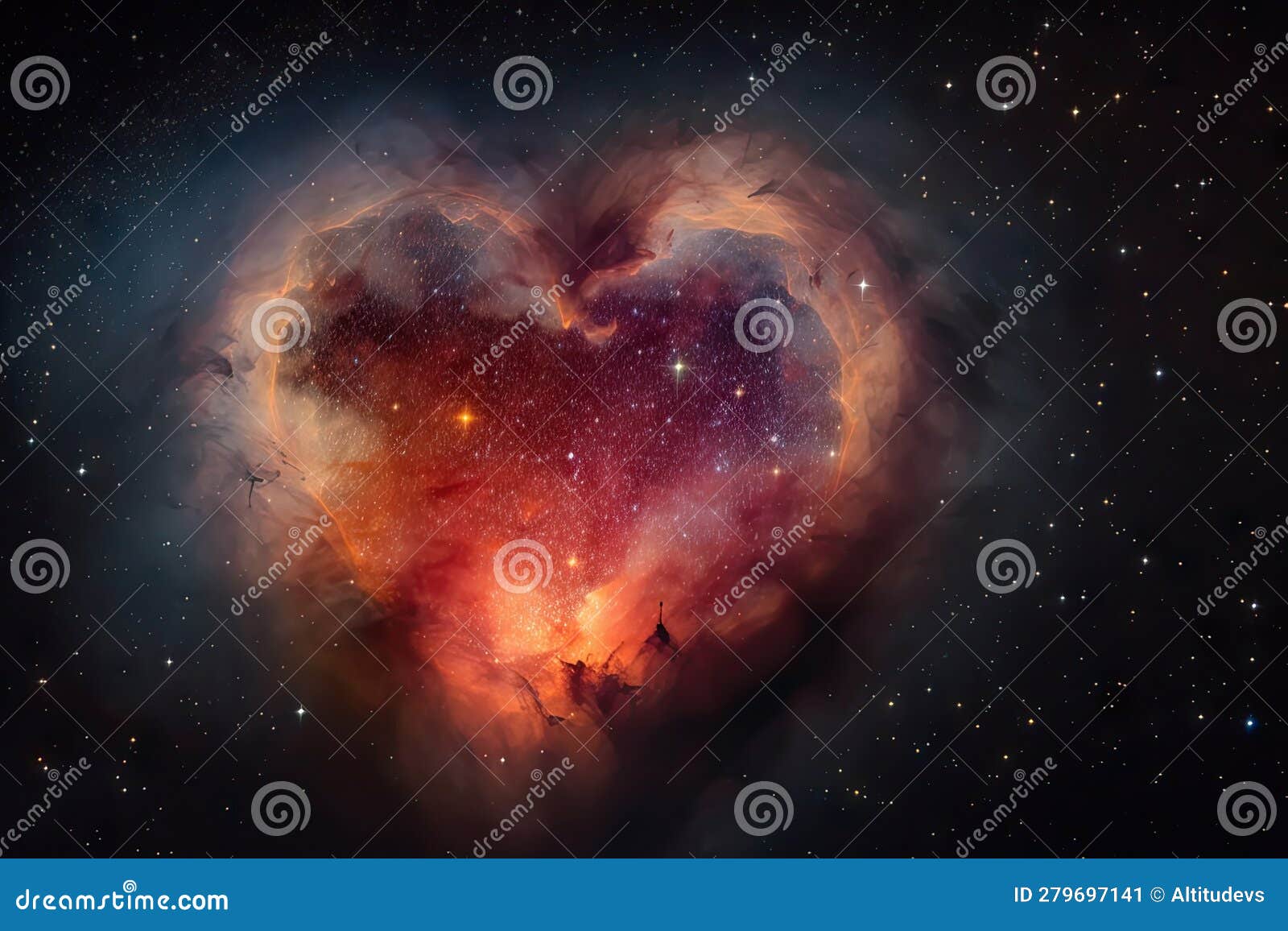 Heart-shaped Nebula with Stars Shining in the Background Stock ...