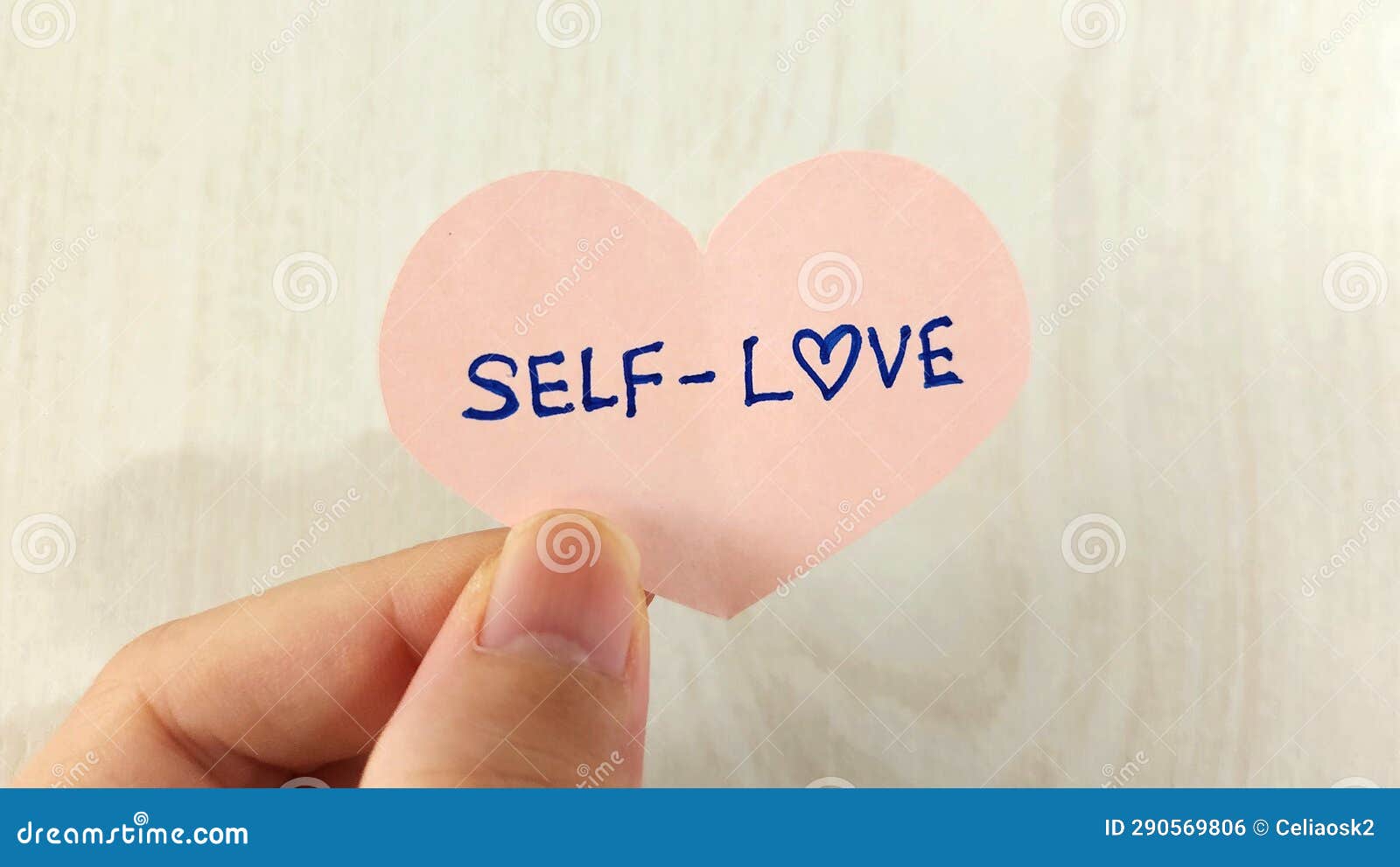 A Heart Shaped Note with the Words Self-Love Stock Photo - Image of ...