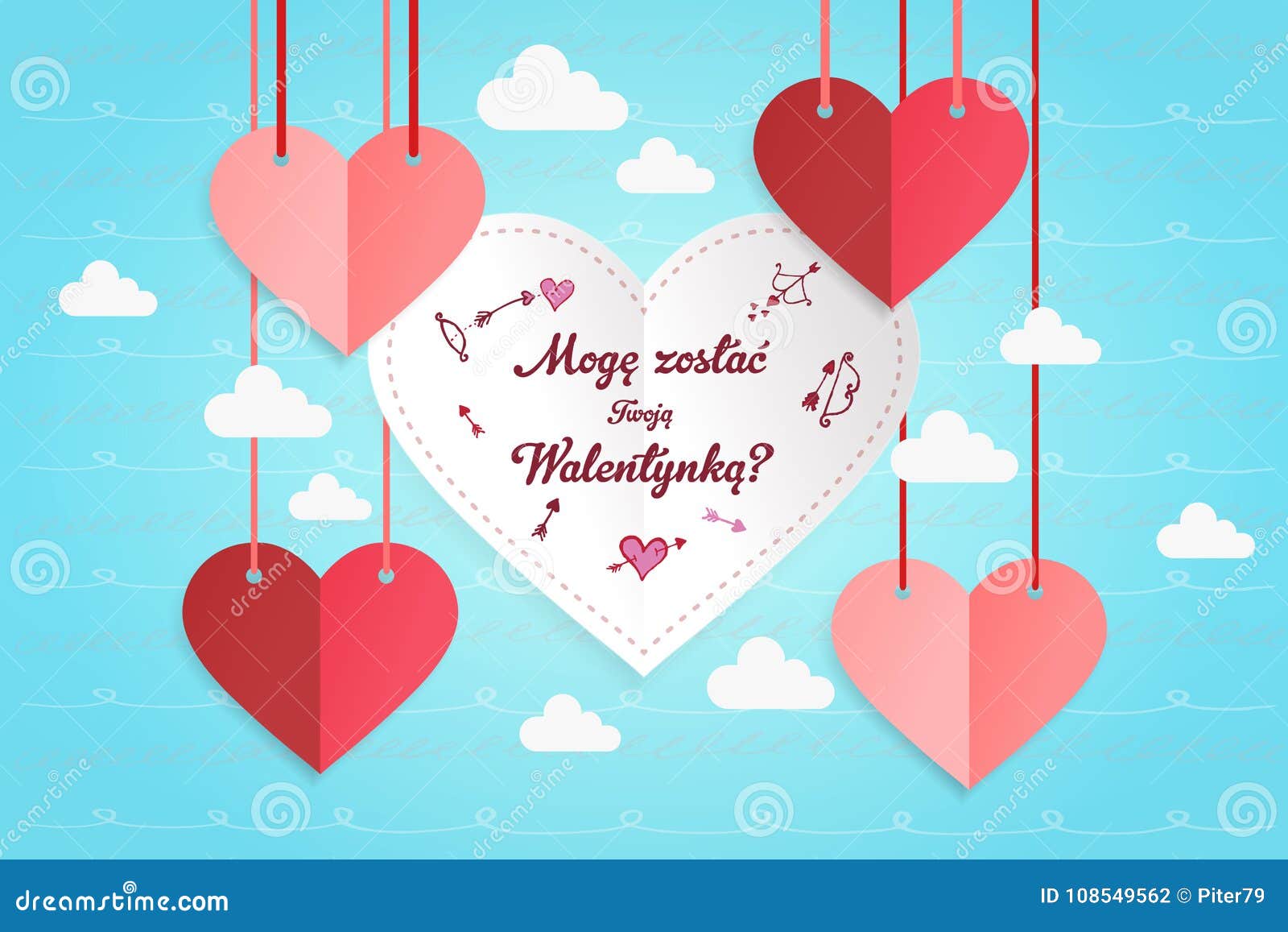 Heart-shaped Notes with a Dedication for a Boy Stock Illustration ...