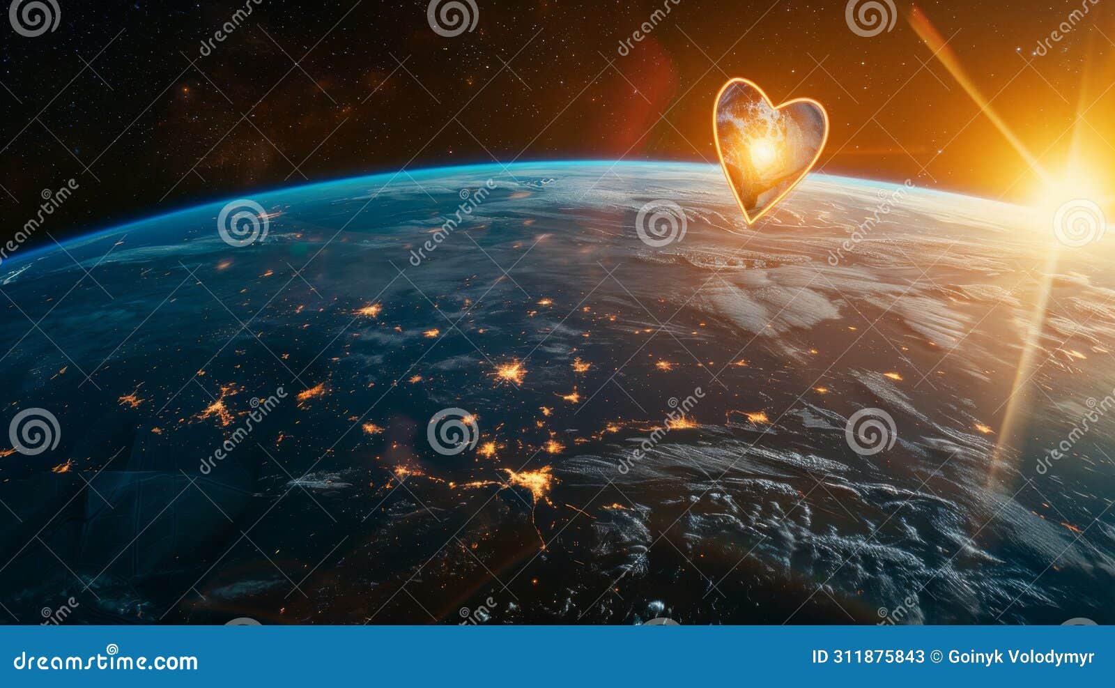 Heart Shaped Object Hovering Above Earth Stock Image - Image of ...