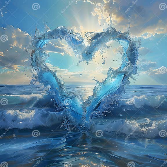 Heart Shaped Ocean Wave stock illustration. Illustration of natural ...
