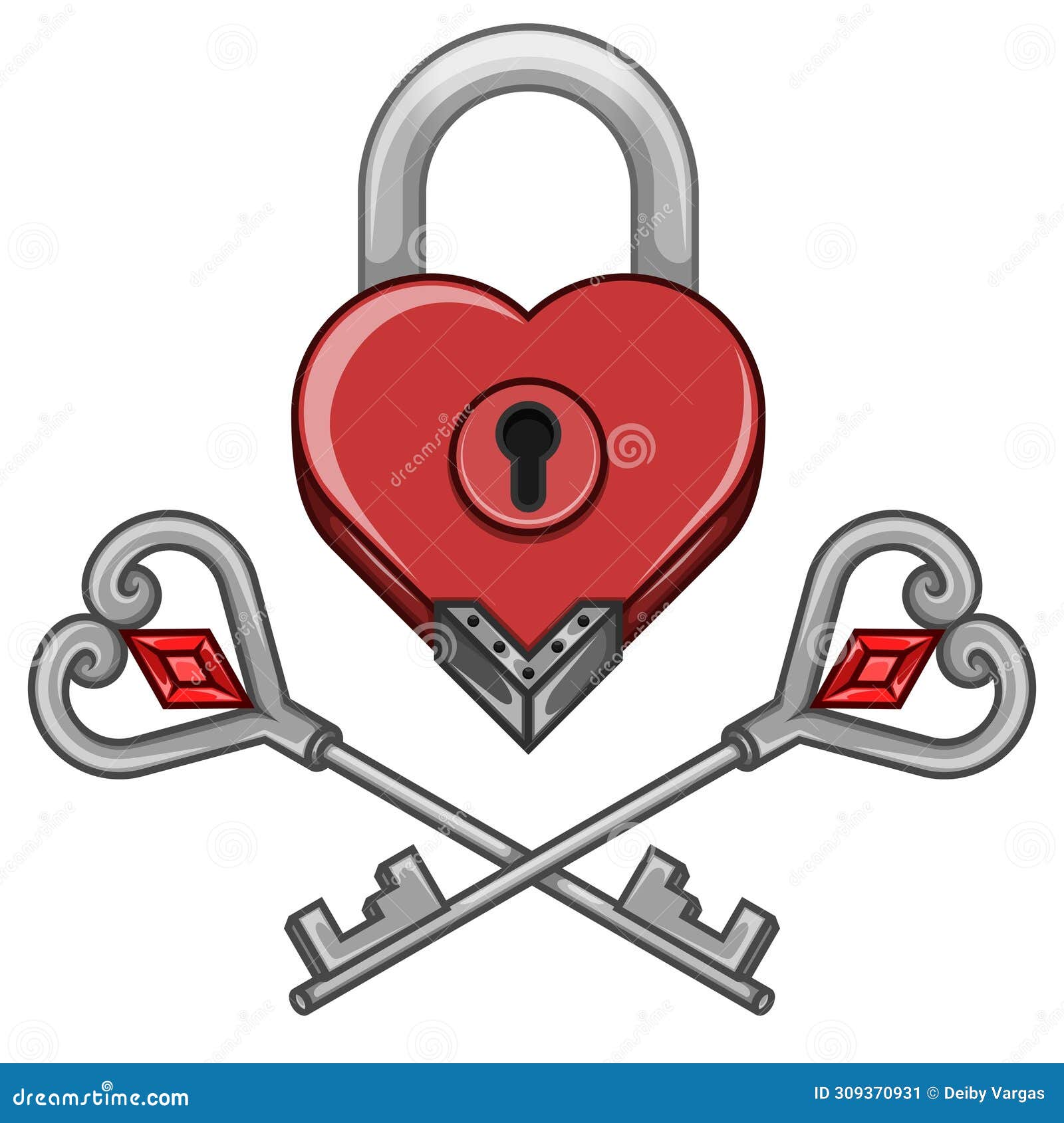 Heart Shaped Padlock and Keys Stock Illustration - Illustration of ...