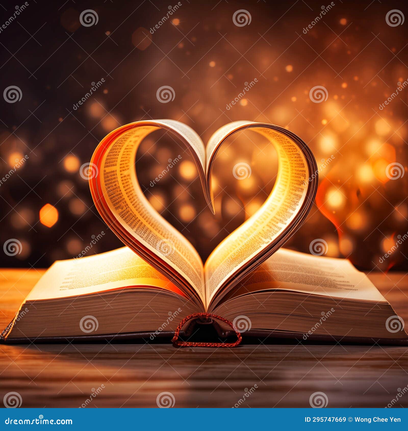 Heart Shaped Pages Book Glowing Lights Valentine Background Stock ...