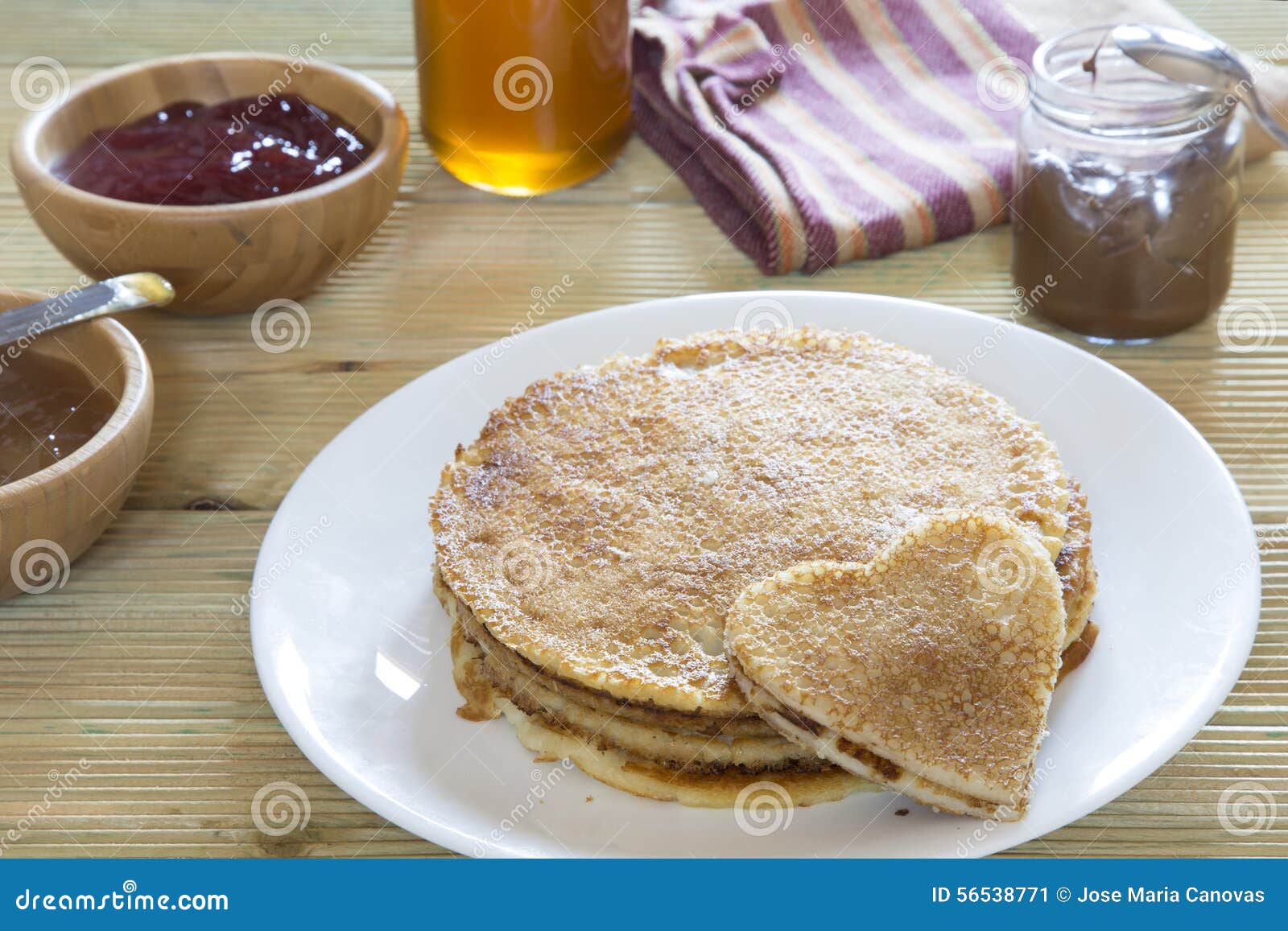 Heart Shaped Pancake on Stack of Pancakes Stock Image - Image of ...