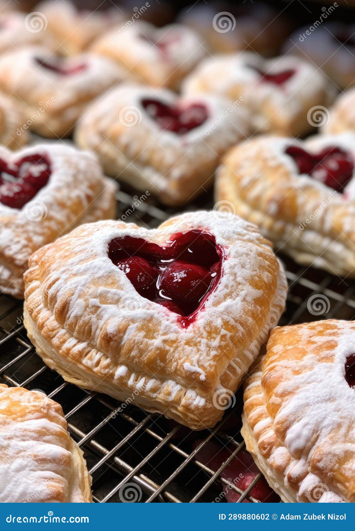 A Heart Shaped Pastry with Cherry Filling Stock Illustration ...