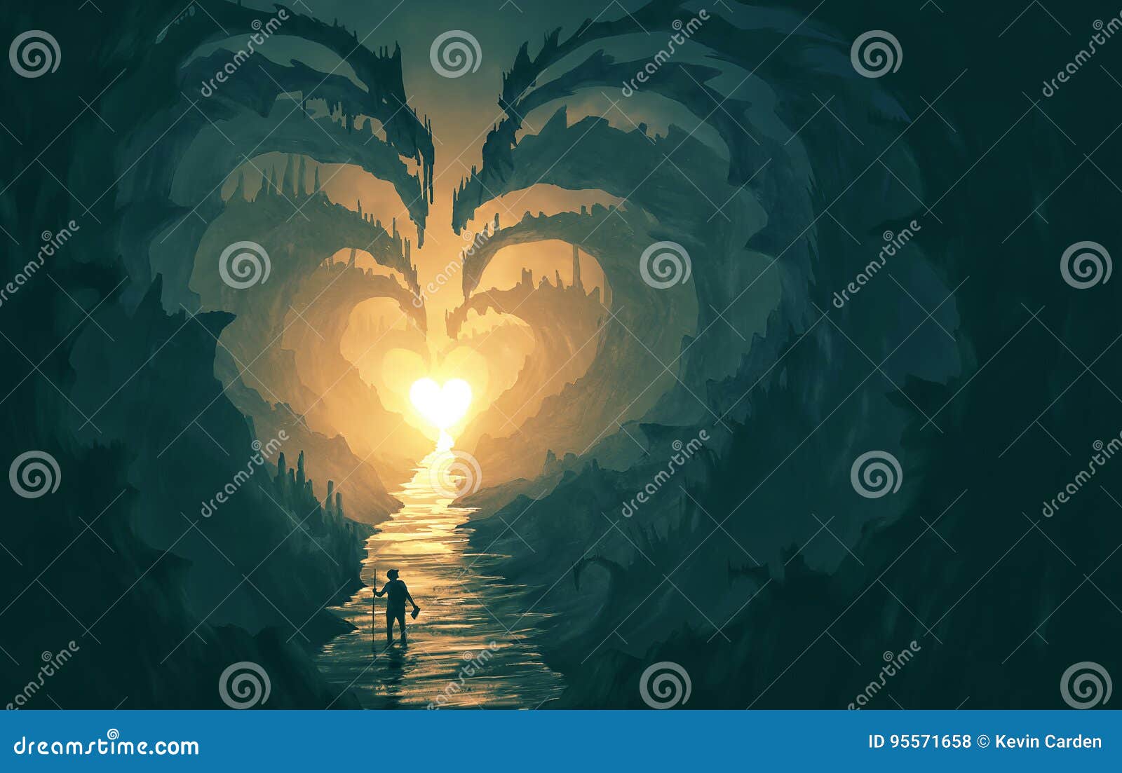 Heart Shaped Path through Rocks Stock Illustration - Illustration of ...