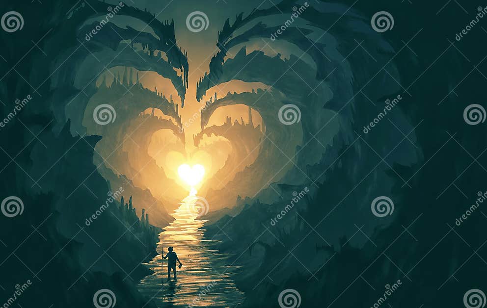 Heart Shaped Path through Rocks Stock Illustration - Illustration of ...