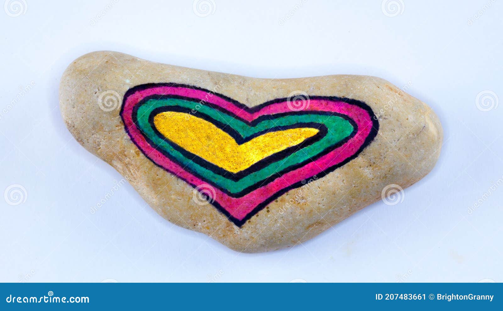 Heart-shaped Pebble with Painted Heart Stock Image - Image of concept ...