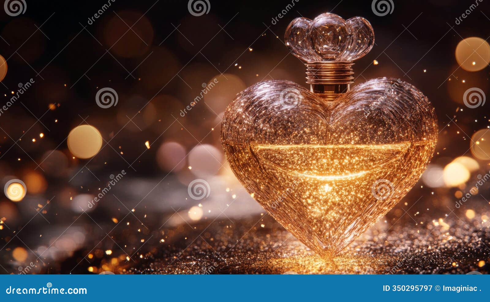 Heart Shaped Perfume Bottle Sparkling Gold Glitter Stock Illustration ...