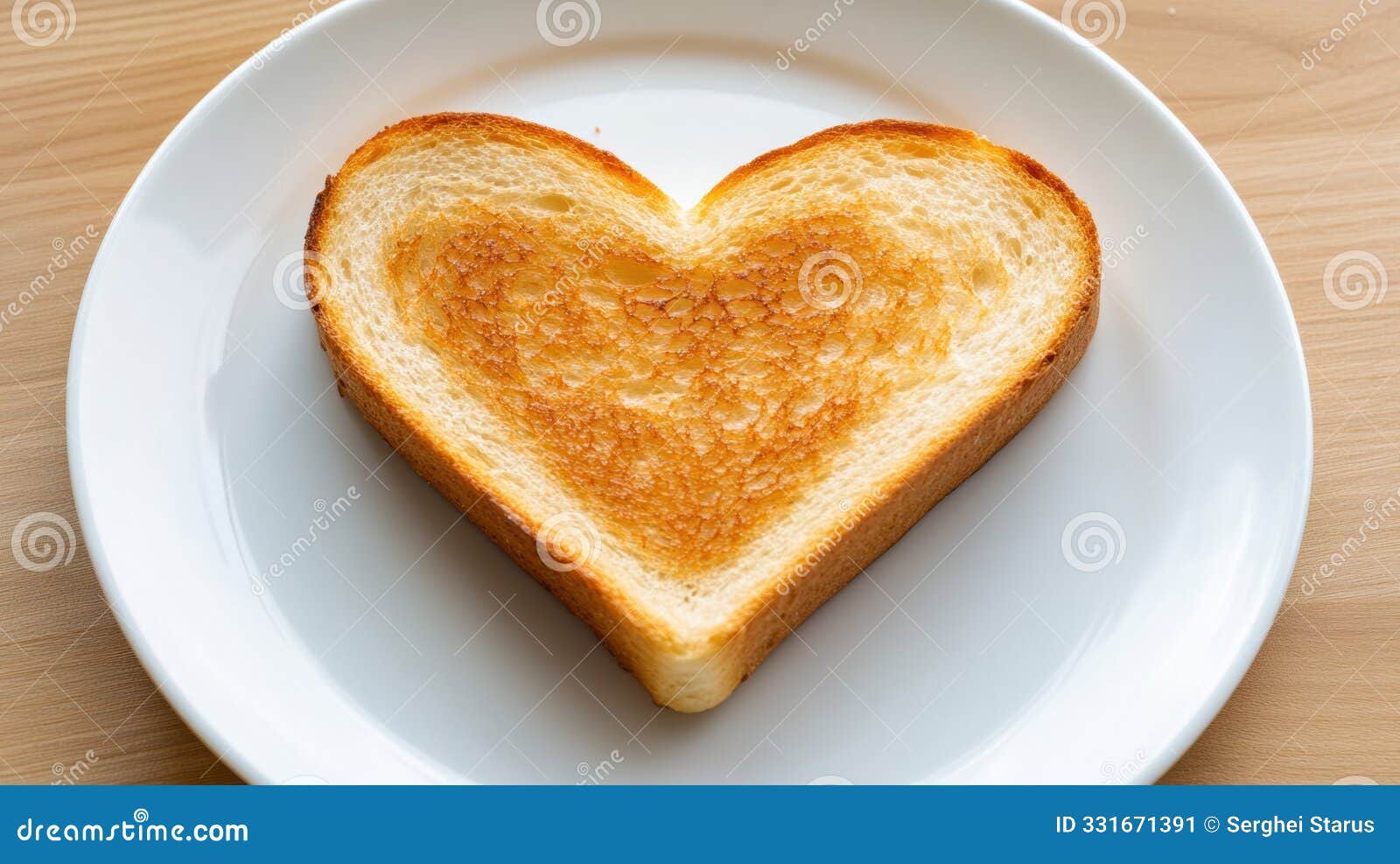 A Heart Shaped Piece of Toast on a Plate with White Tablecloth, AI ...