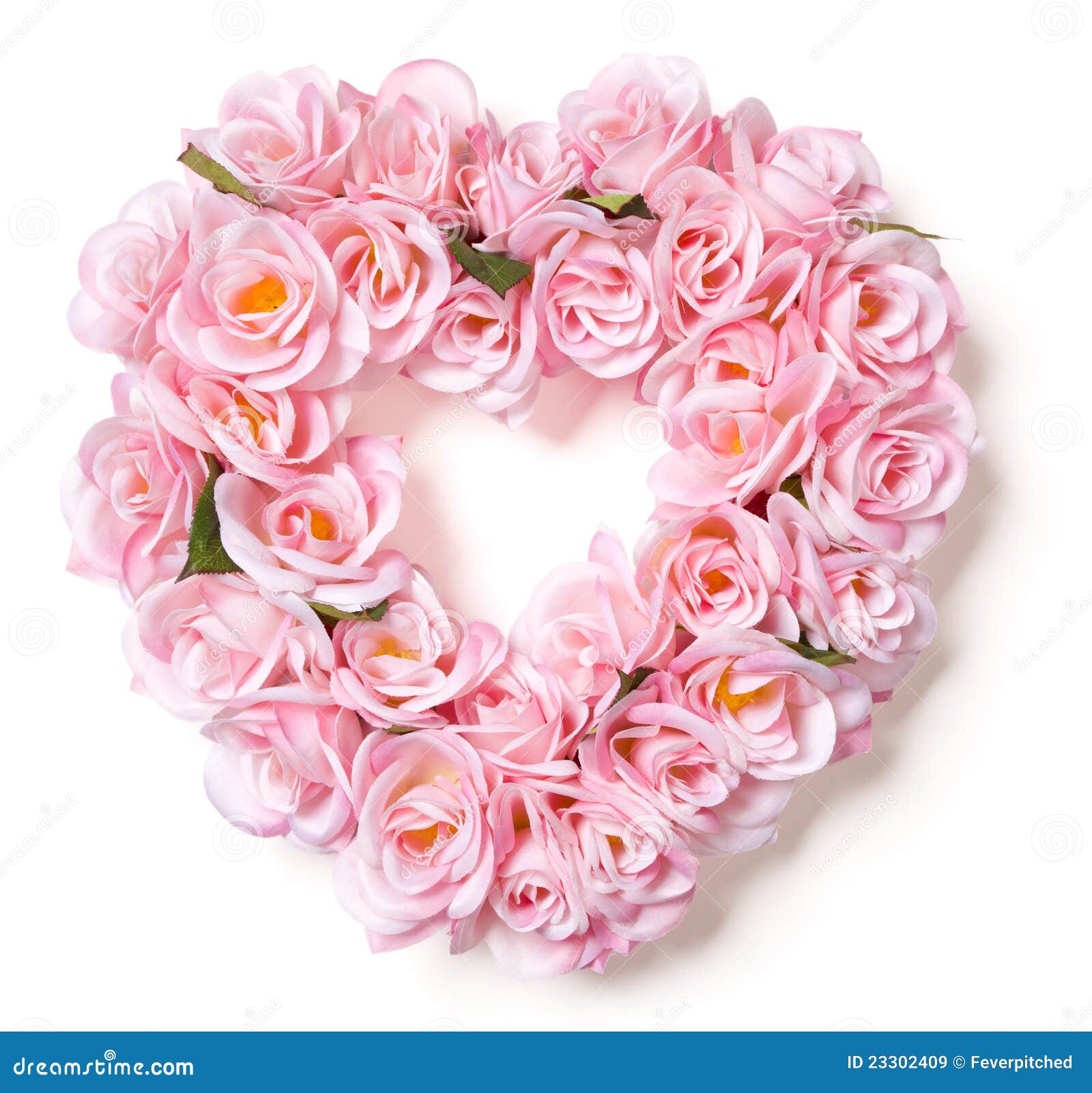 Heart Shaped Pink Rose Arrangement on White Stock Image - Image of ...