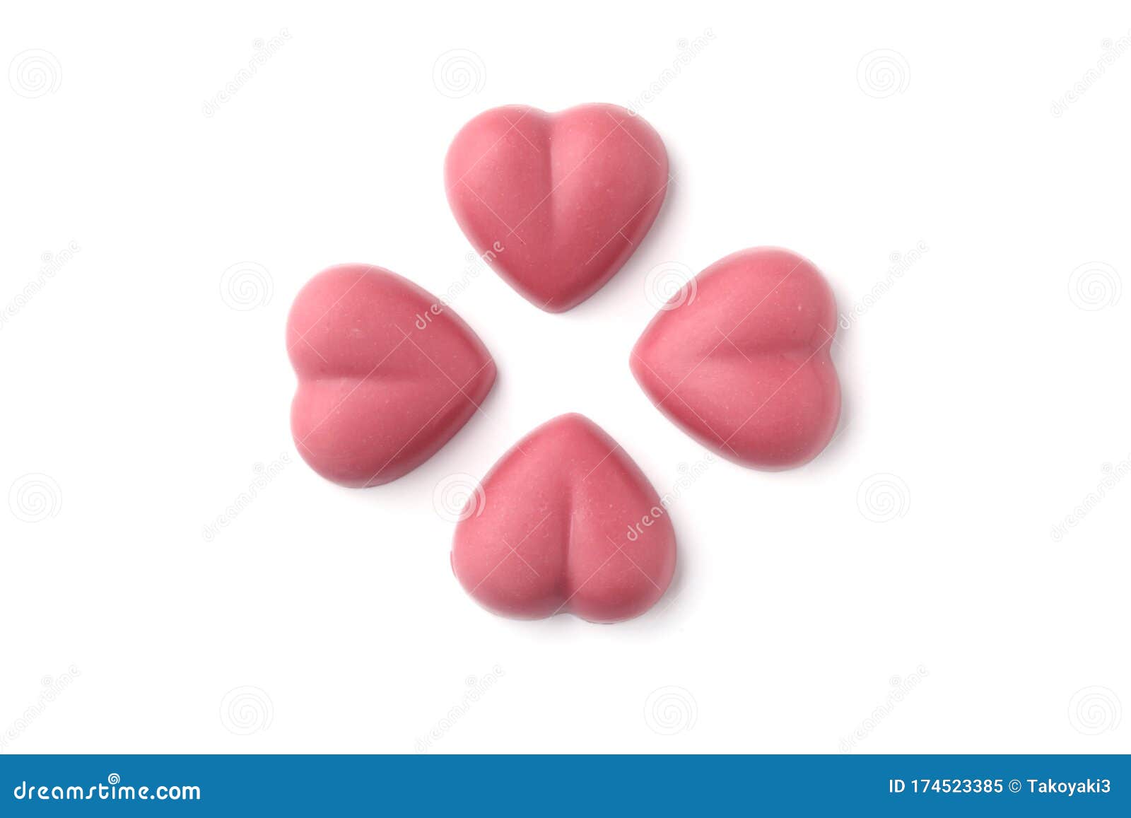 Heart Shaped Pink Ruby Chocolate Isolated on White Background Stock ...