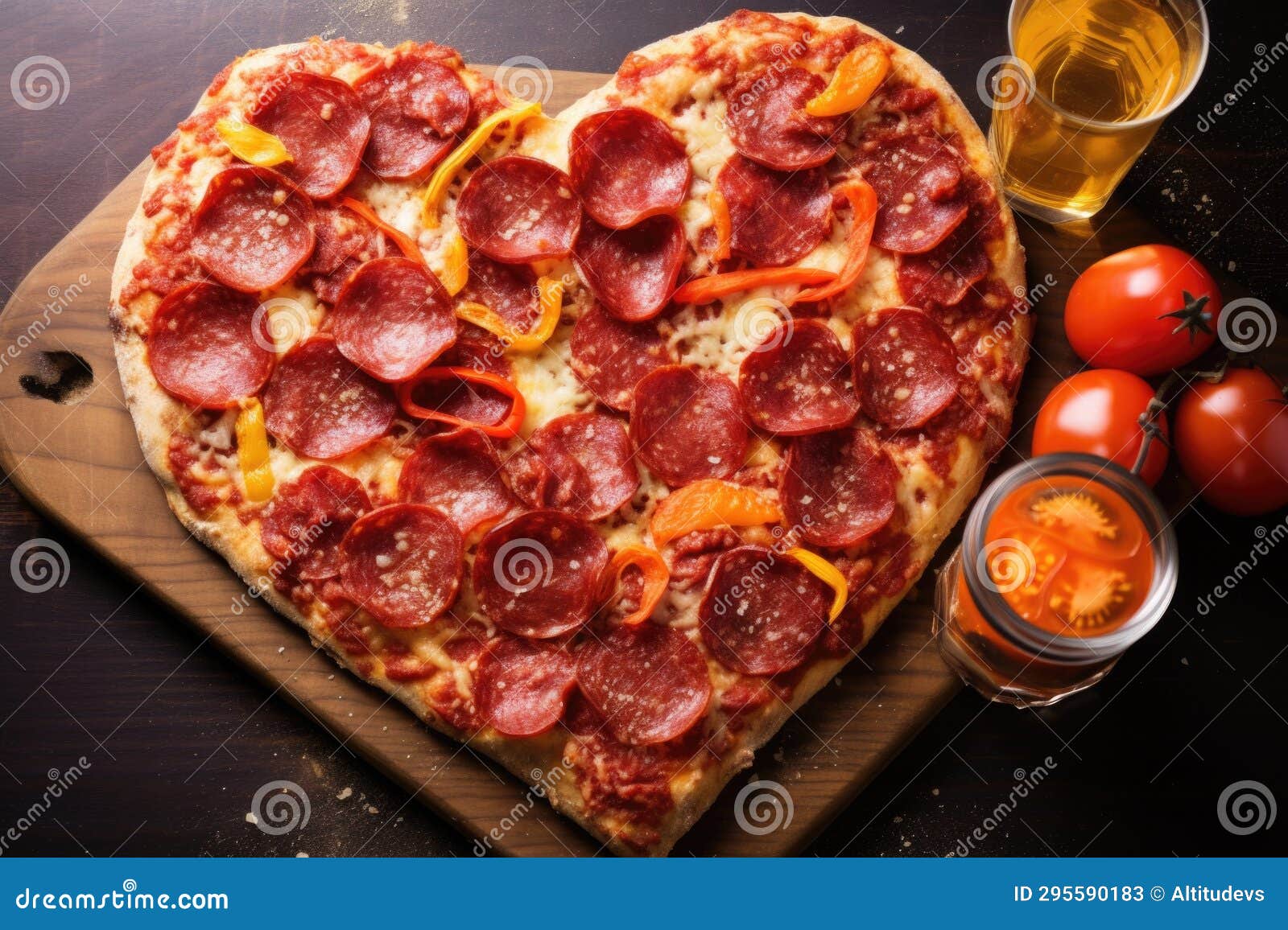 A Heart-shaped Pizza Topped with Pepperoni Stock Image - Image of ...