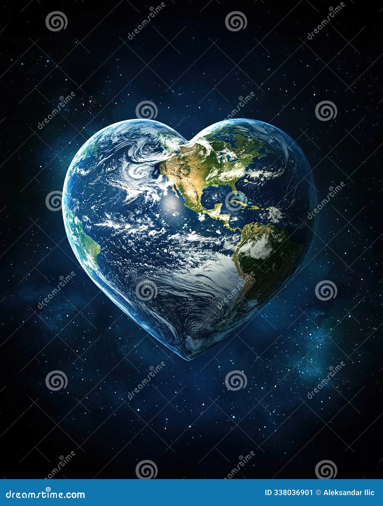 Heart Shaped Planet Earth in Space. Save Planet and Environment Concept ...