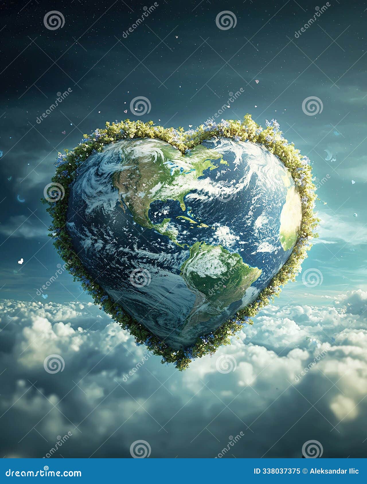Heart Shaped Planet Earth in Space. Save Planet and Environment Concept ...