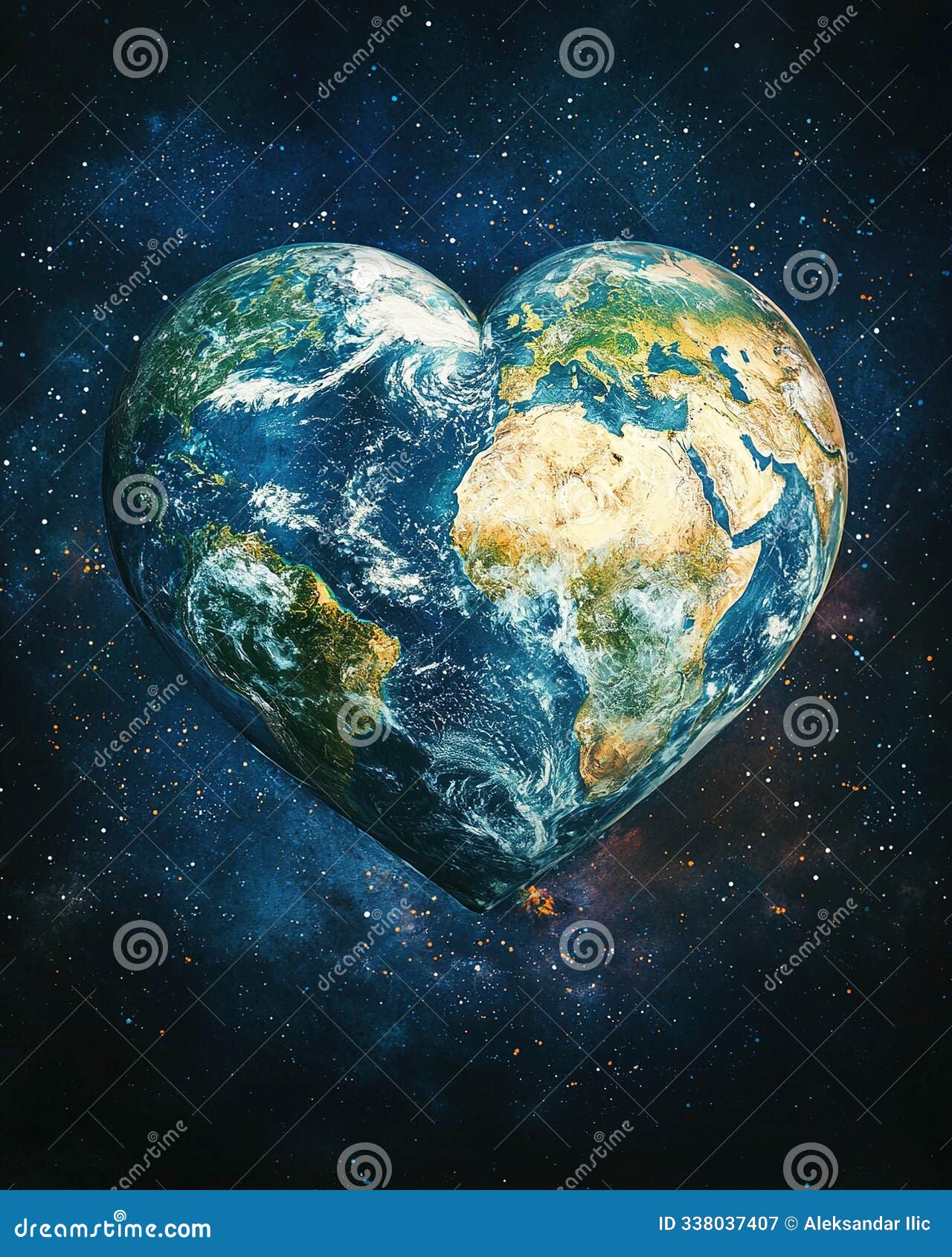 Heart Shaped Planet Earth in Space. Save Planet and Environment Concept ...