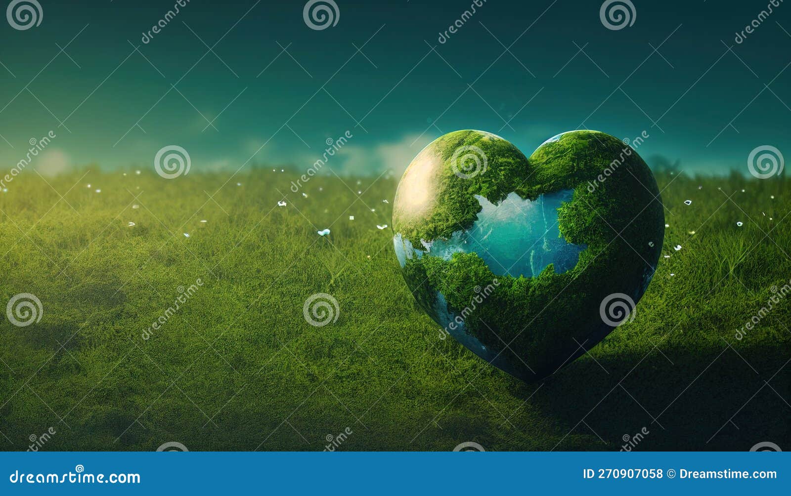 Heart Shaped Planet on Green Grass for Earth Day Stock Illustration ...