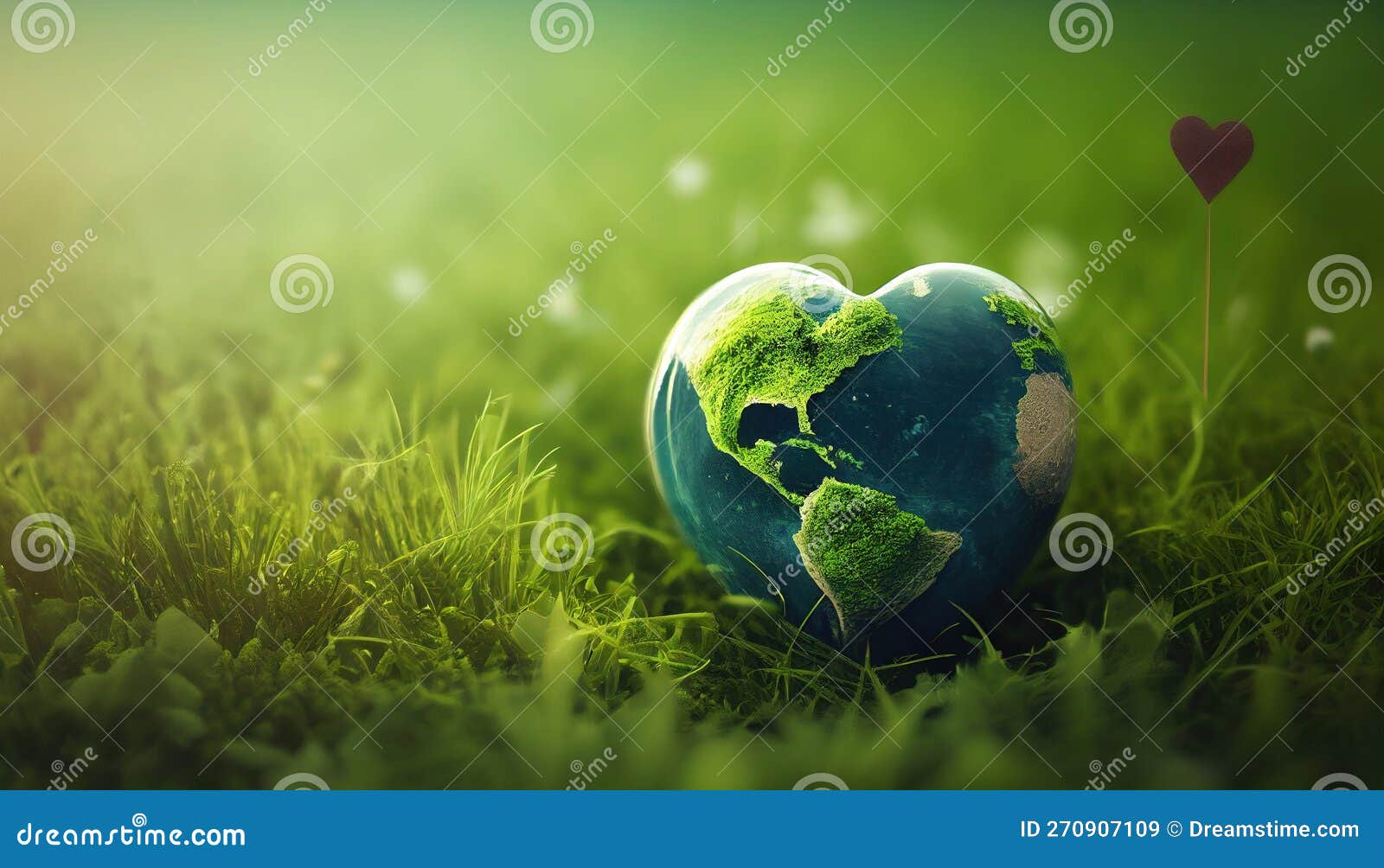 Heart Shaped Planet on Green Lawn for Earth Day Stock Illustration ...