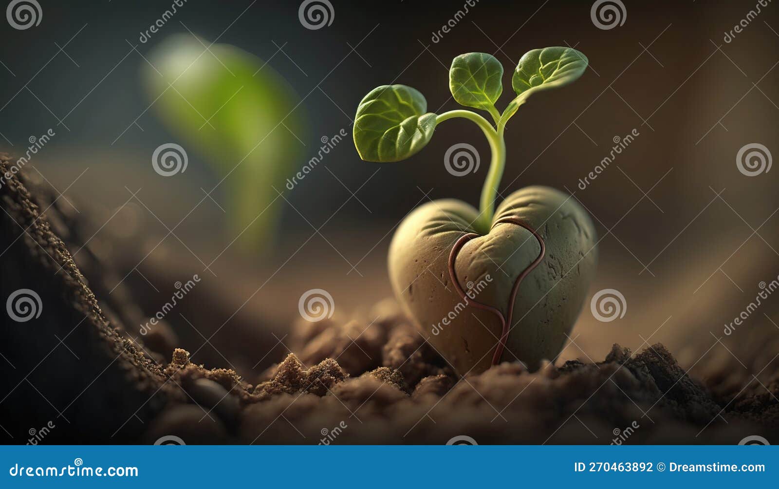 A Heart Shaped Plant Sprouting Out of the Ground. Generative Ai Stock ...