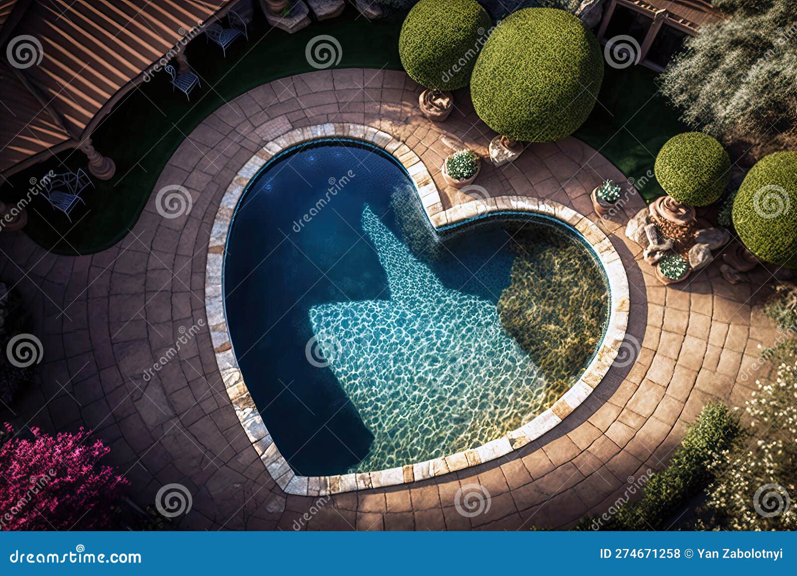 Heart Shaped Pool Top View. Generative AI Stock Illustration ...