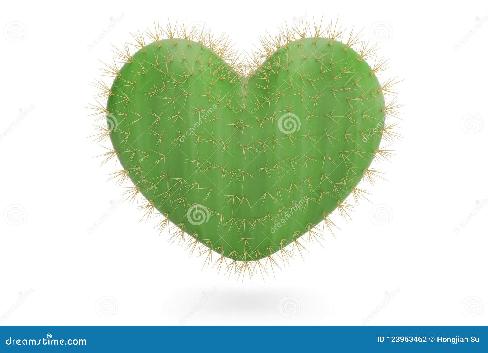 A Heart Shaped Prickly Pear Cactus.3D Illustration. Stock Illustration ...