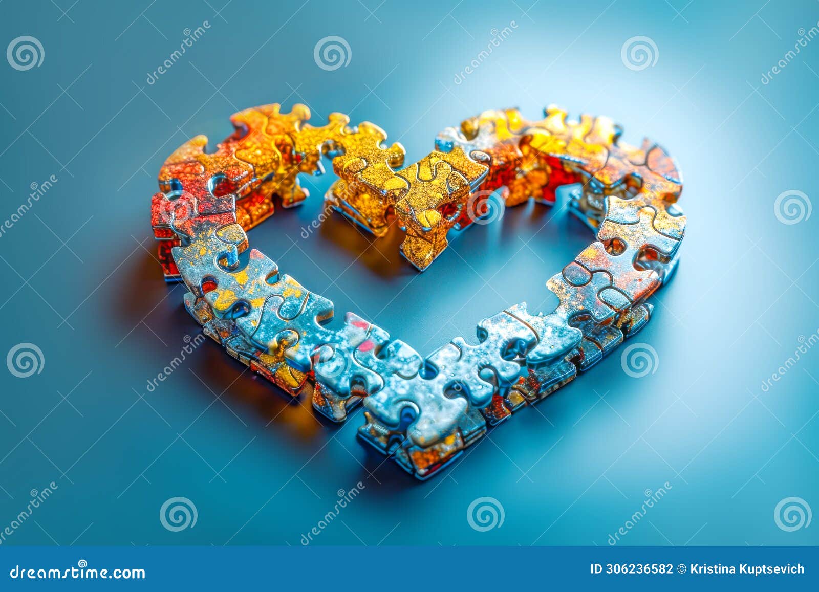 Heart-shaped Puzzle on Blue Background Symbolizing Beautiful Complexity ...