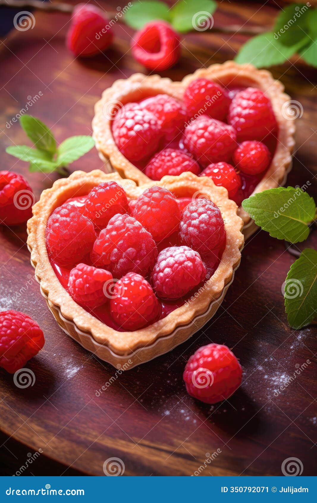 Heart Shaped Raspberry Tartlets. Stock Illustration - Illustration of ...
