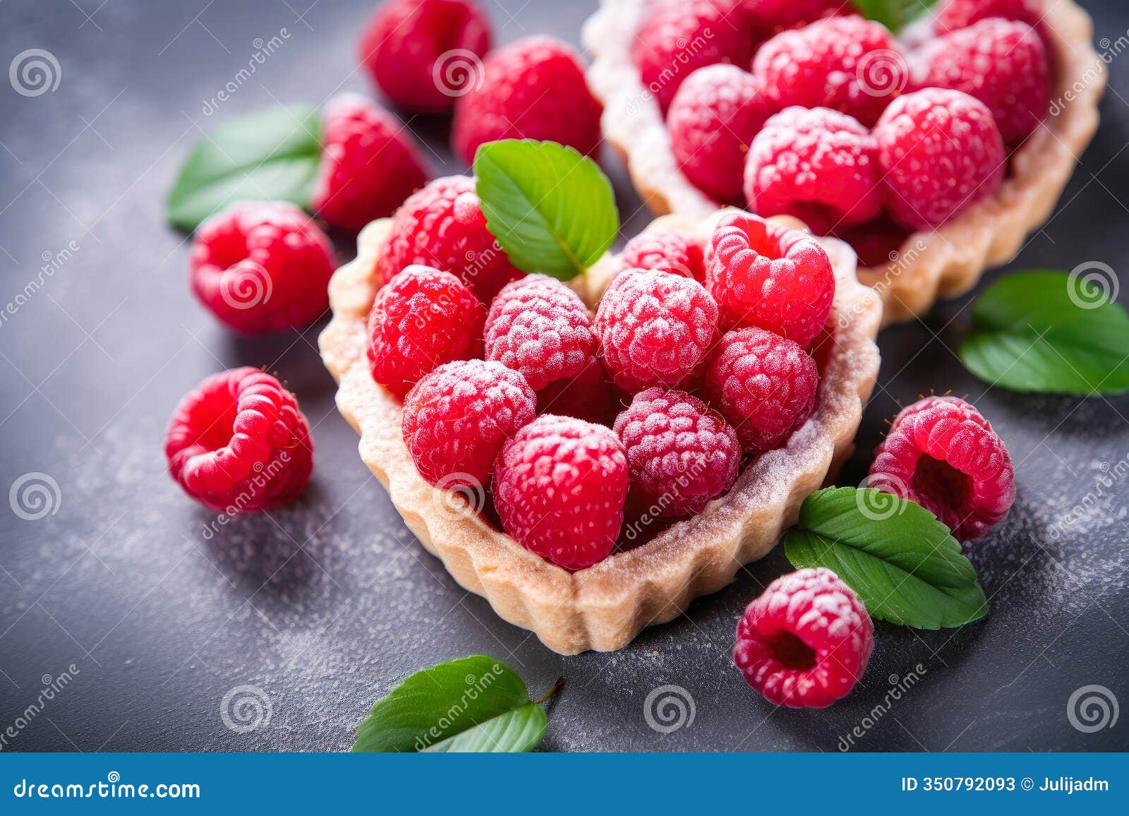 Heart Shaped Raspberry Tartlets. Stock Illustration - Illustration of ...