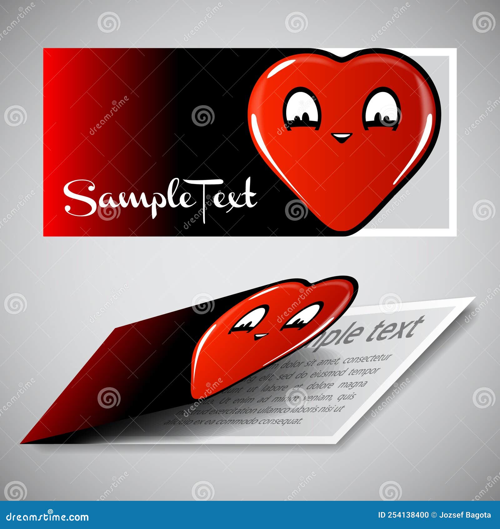 Heart Shaped Red Card Design Template Stock Vector - Illustration of ...